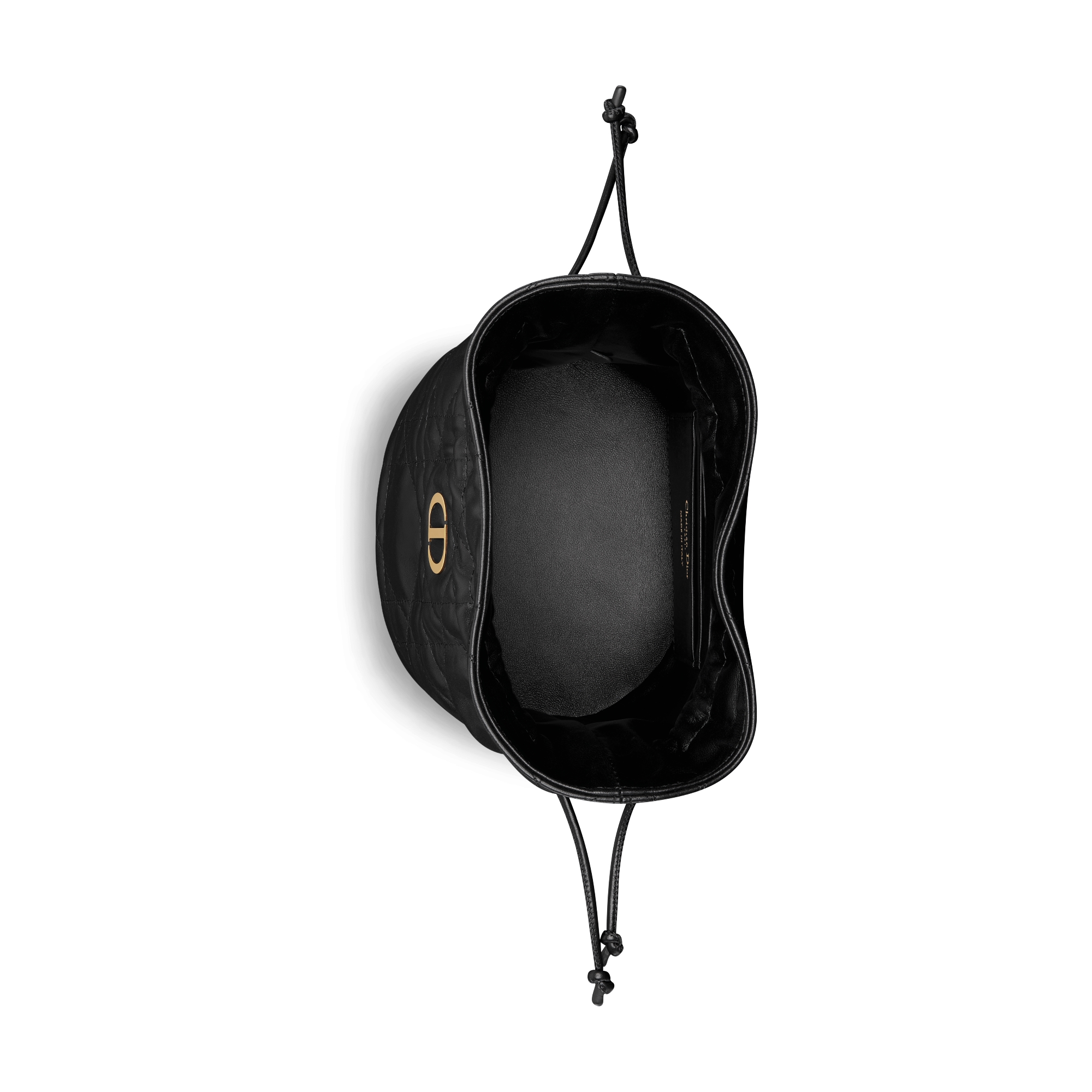 Miss Caro Mini Bucket Bag with Drawstring Black Macrocannage Lambskin ...