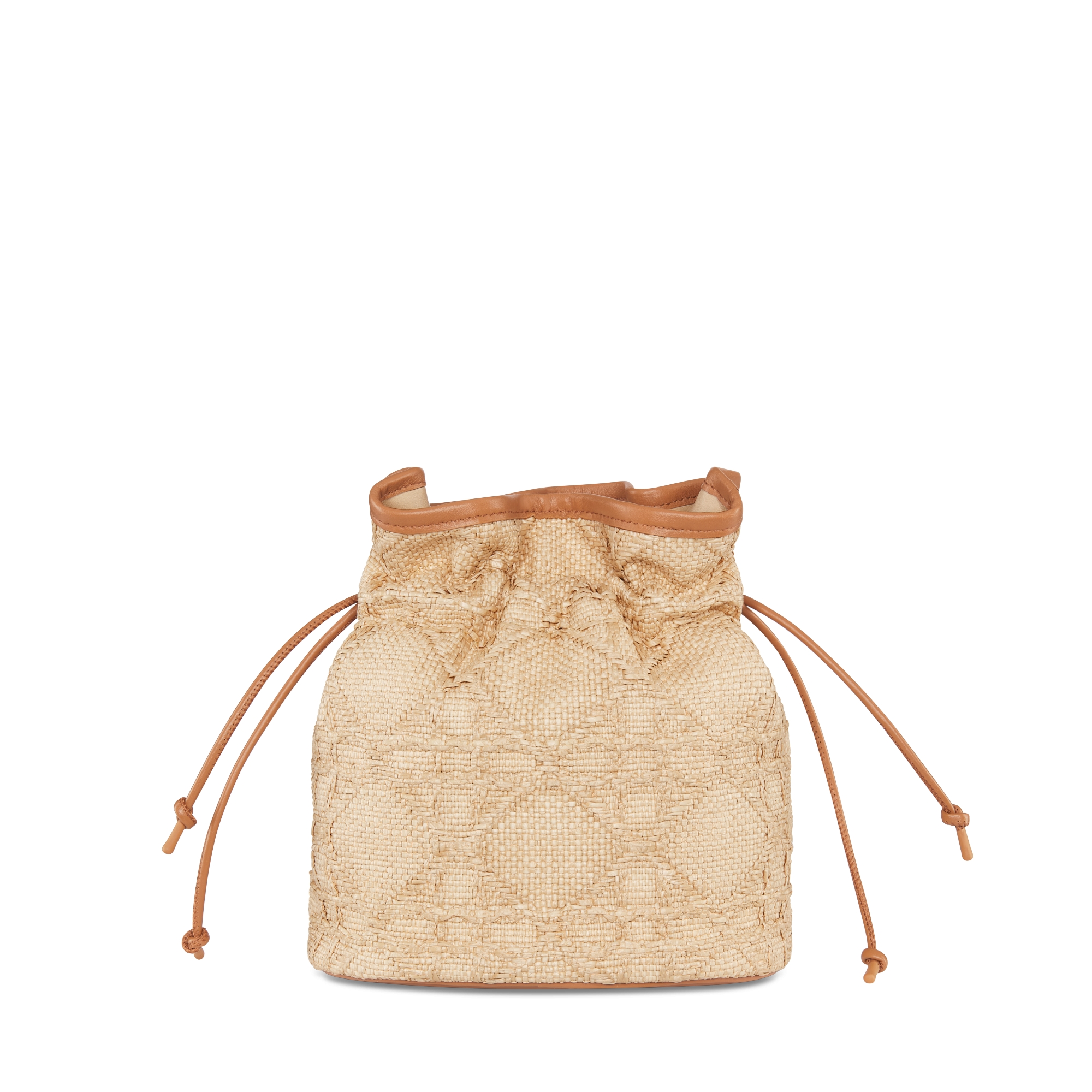 Miss Caro Mini Bucket Bag with Drawstring Beige Cannage Raffia | DIOR