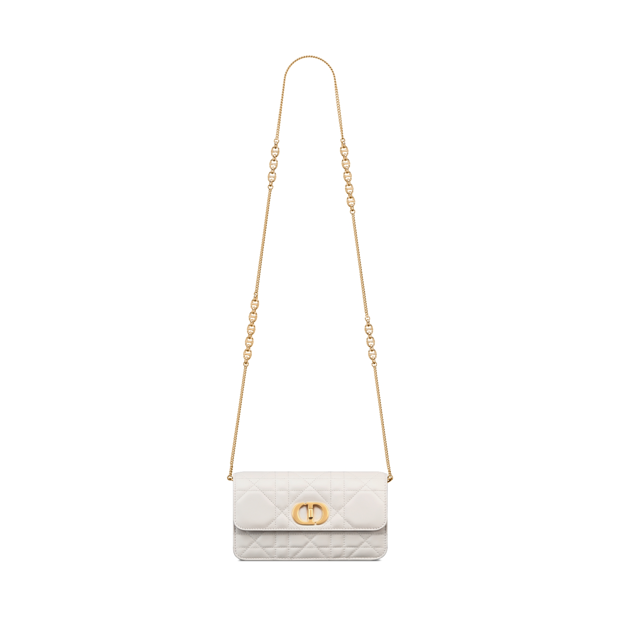Miss Caro Pouch with Chain Latte Macrocannage Lambskin | DIOR