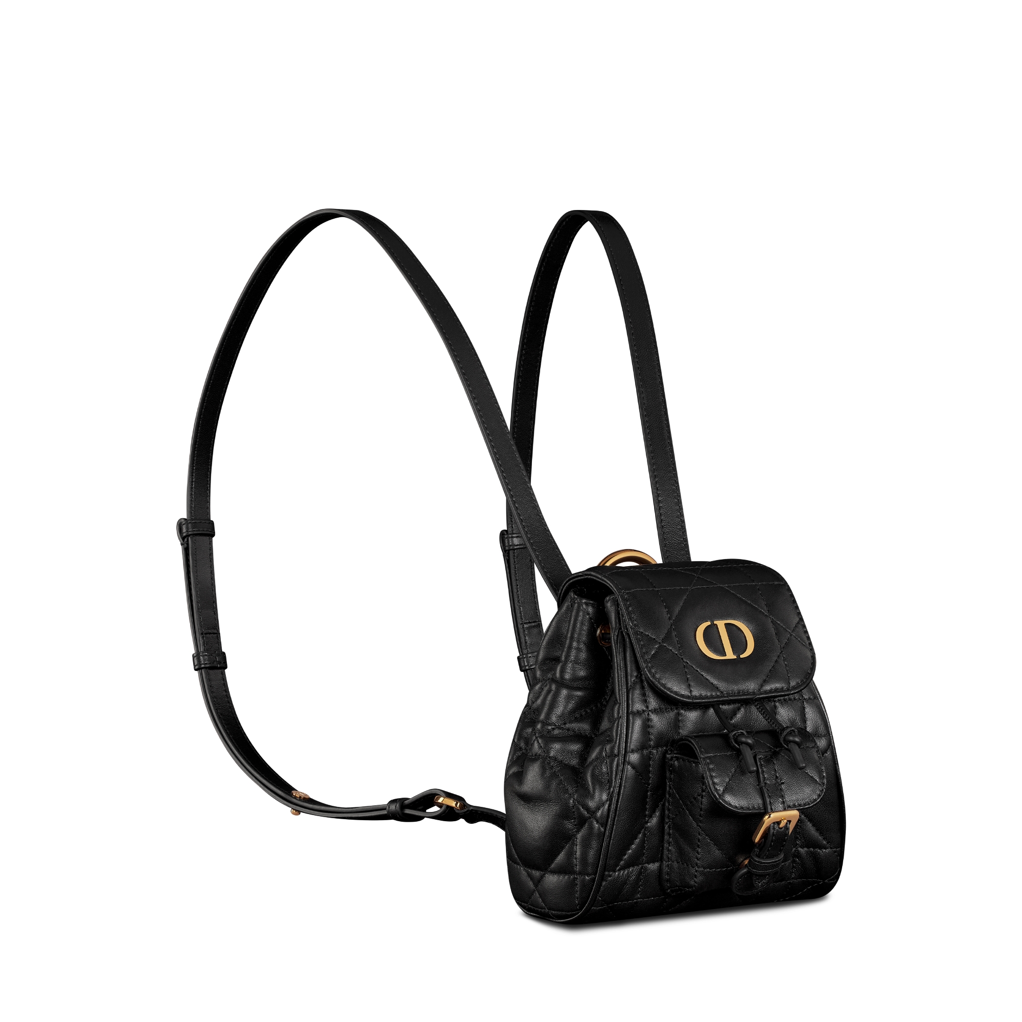 Dior Caro Nano Backpack Black Macrocannage Lambskin | DIOR