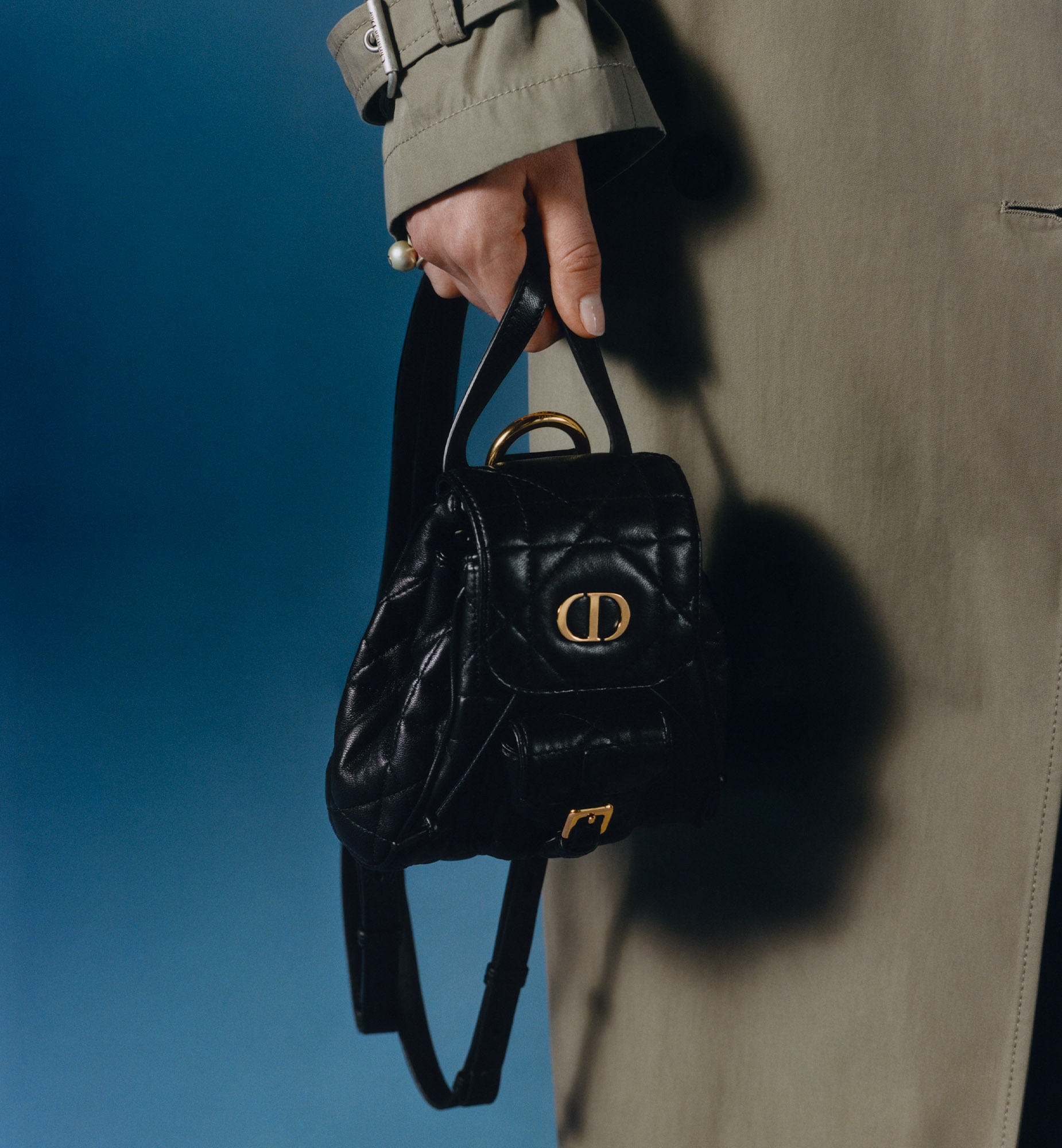 Dior Caro Nano Backpack Black Macrocannage Lambskin | DIOR