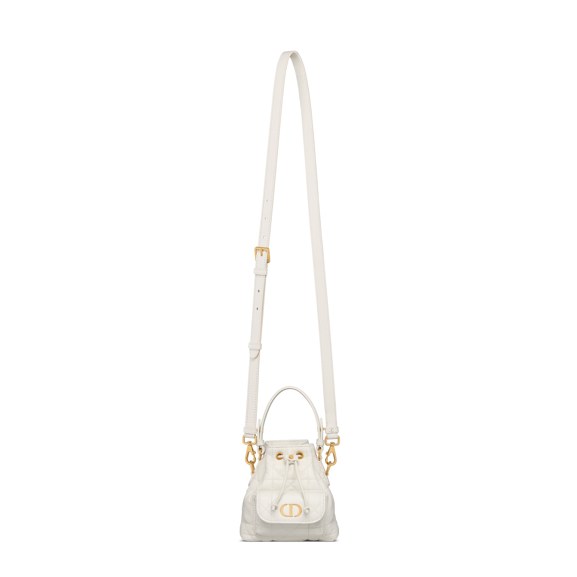 Dior Caro Nano Bucket Bag Latte Macrocannage Lambskin | DIOR