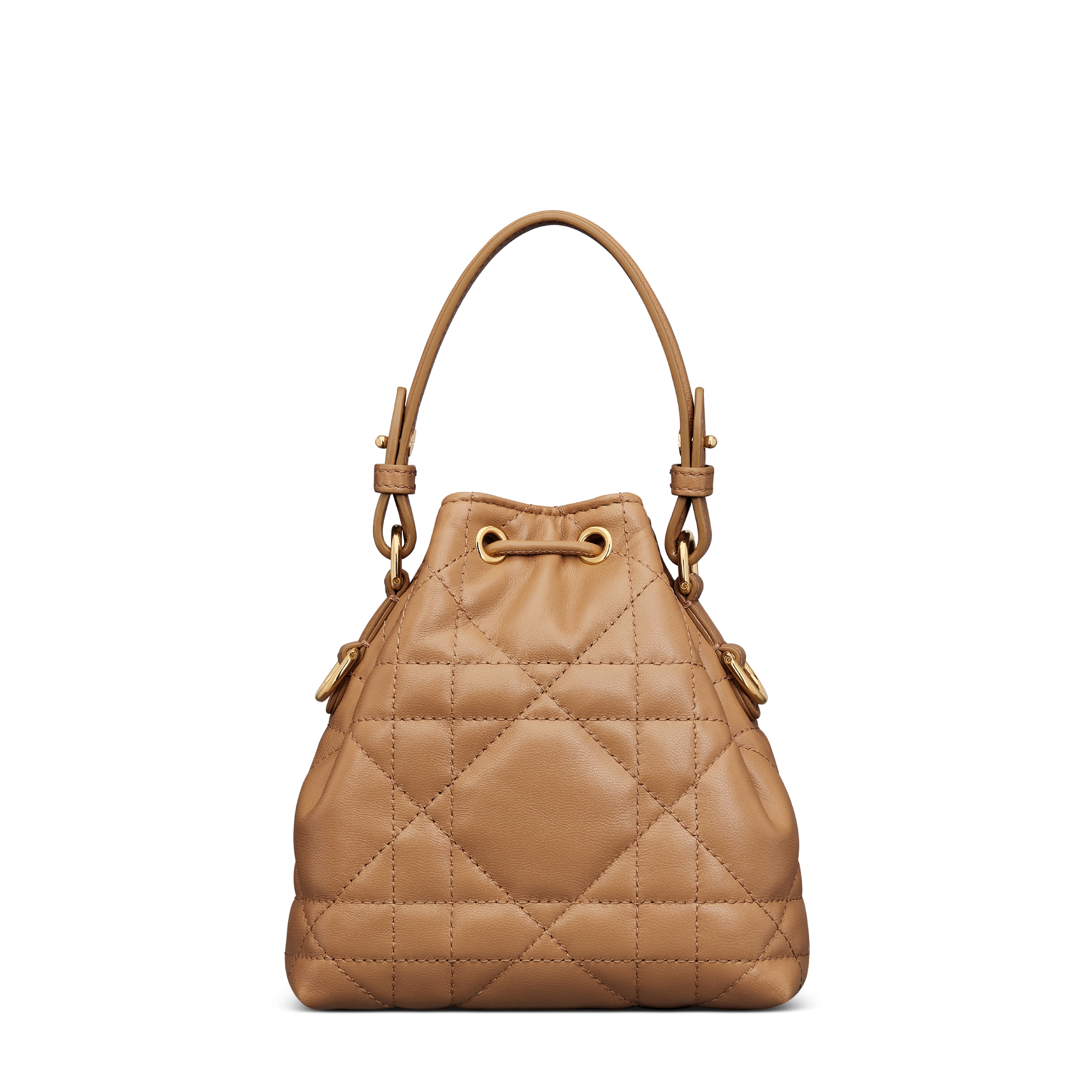 Dior Caro Nano Bucket Bag Light Gold-Tone Macrocannage Lambskin | DIOR