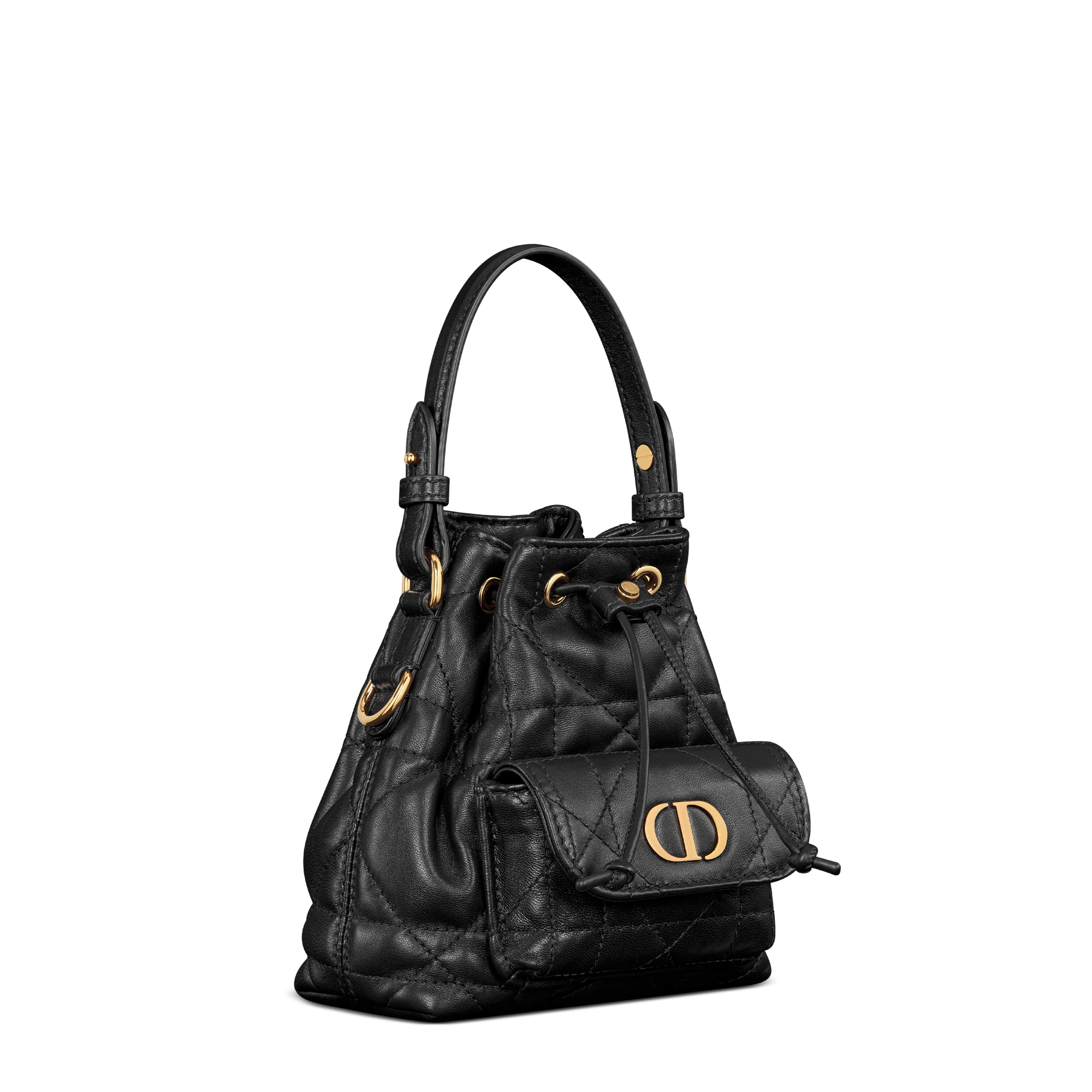 Dior Caro Nano Bucket Bag Black Macrocannage Lambskin | DIOR