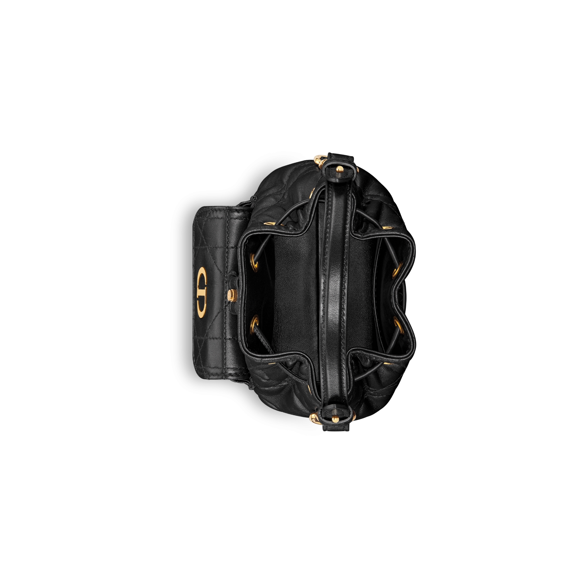 Dior Caro Nano Bucket Bag Black Macrocannage Lambskin | DIOR