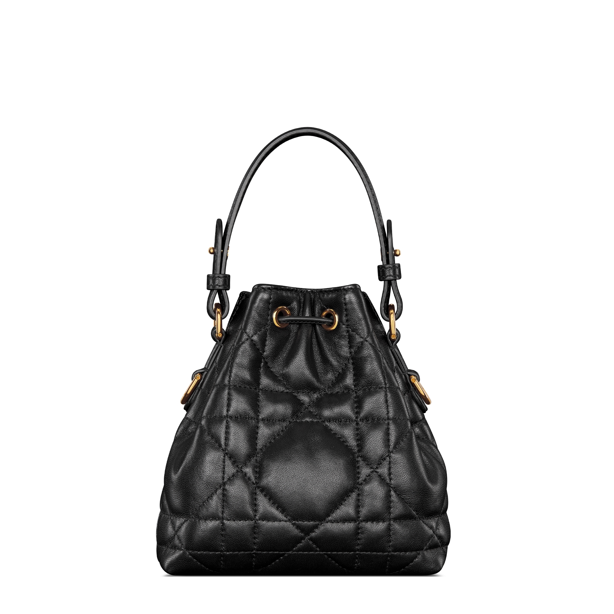 Dior Caro Nano Bucket Bag Black Macrocannage Lambskin | DIOR