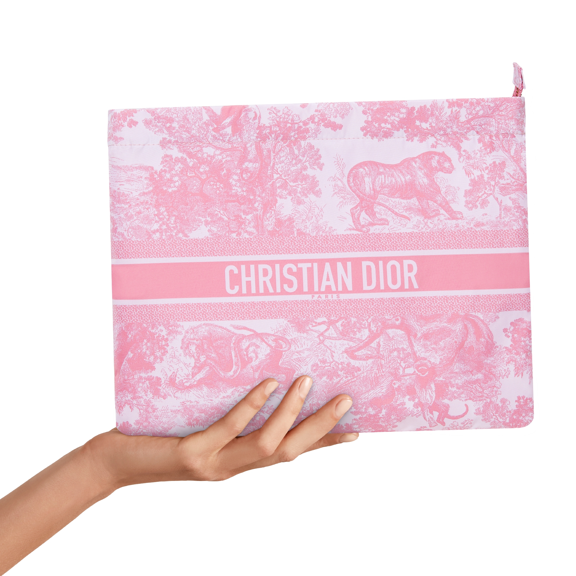 Dioriviera DiorTravel Zipped Pouch White and Yarrow Pink Toile de Jouy ...