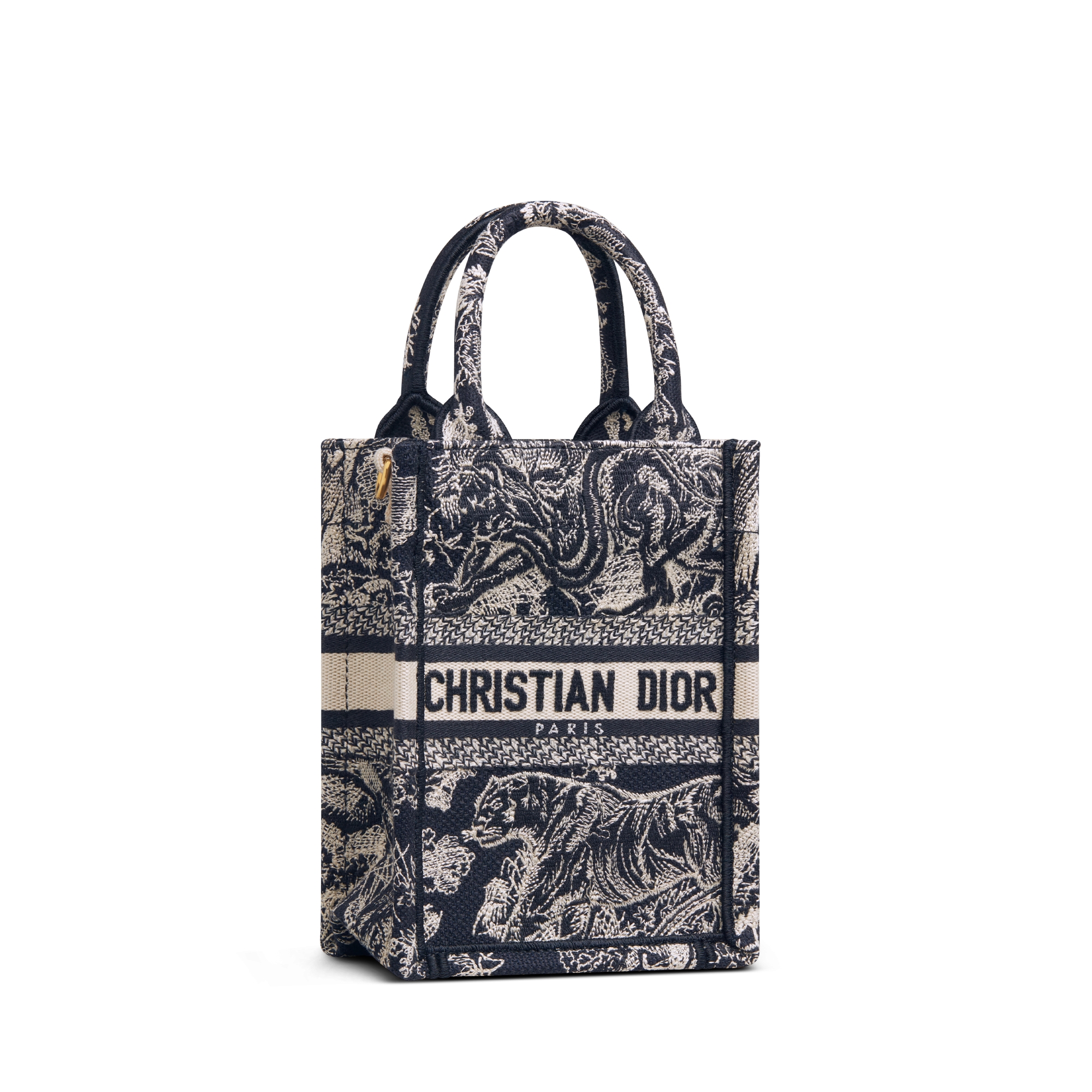 Mini Vertical Dior Book Tote Blue Toile de Jouy Reverse Embroidery (13 ...