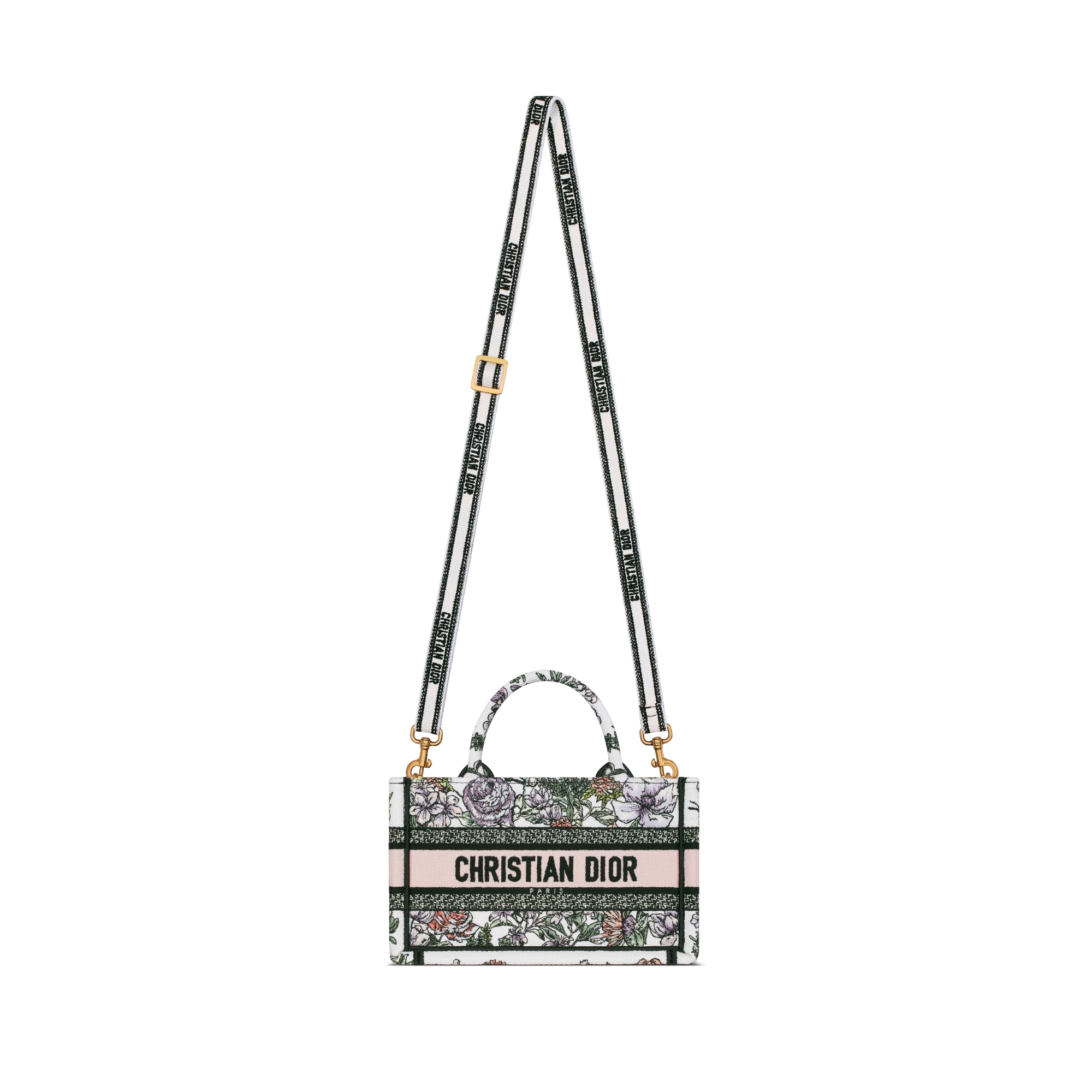 Mini Dior Book Tote D-Floral Stickerei in Weiß/mehreren Farben (21,5 x ...