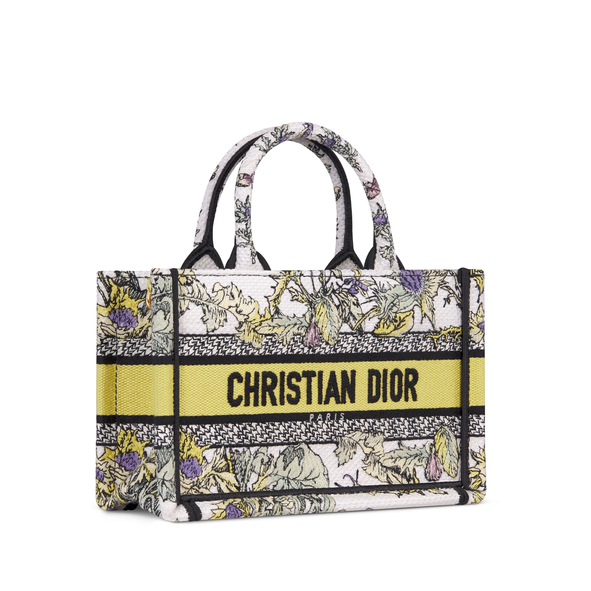 Bolsa Dior Book Tote míni Bordado branco com motivo Dior Chardons ...