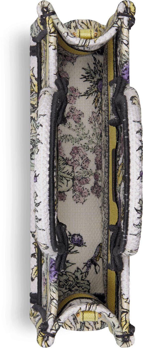 Mini Dior Book Tote Wit borduursel met geel Dior Chardons-motief (21,5 ...