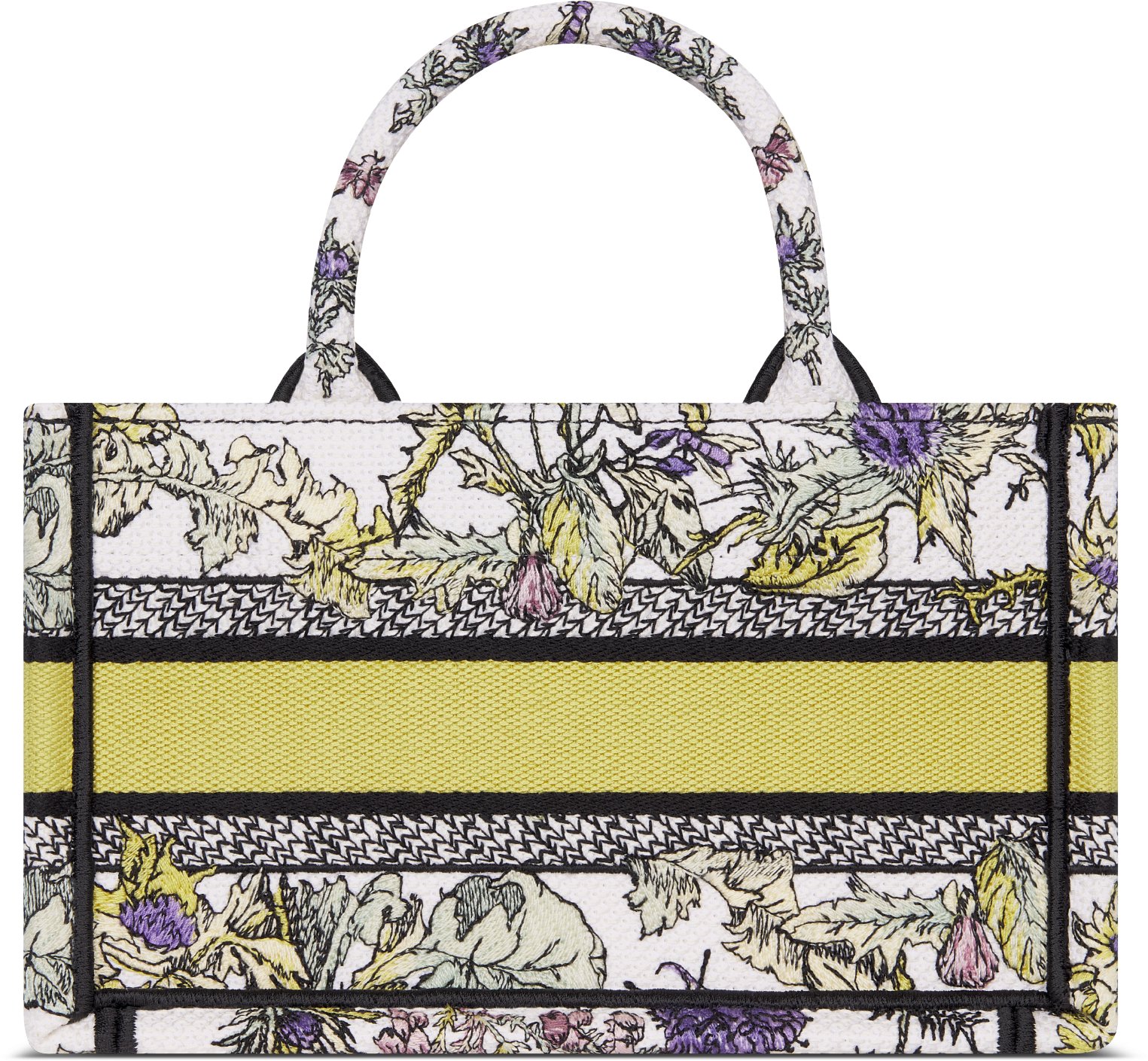Mini Dior Book Tote White Embroidery with Yellow Dior Chardons Motif ...