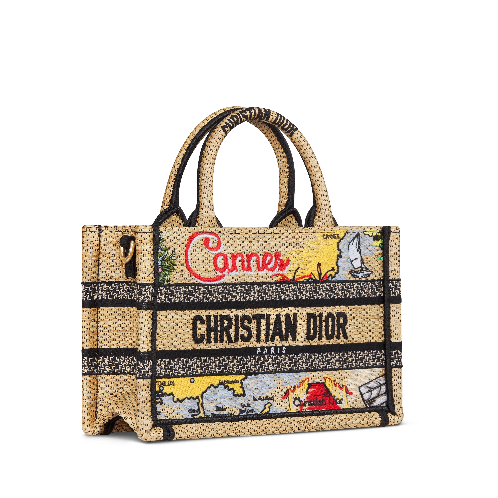 Dior Souvenir Mini Dior Book Tote Natural Raffia and Multicolor ...