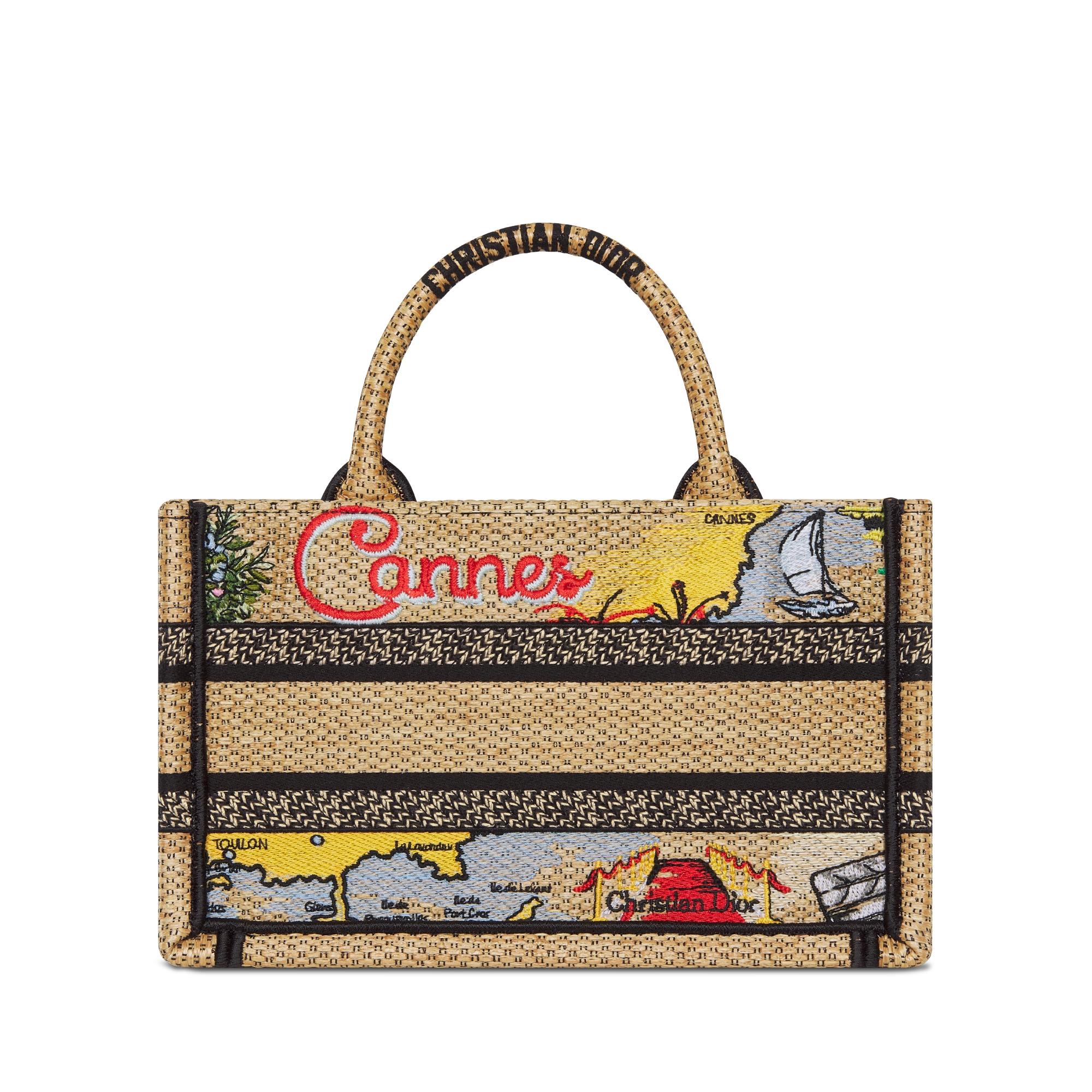 Dior Souvenir Mini Dior Book Tote Natural Raffia and Multicolor ...