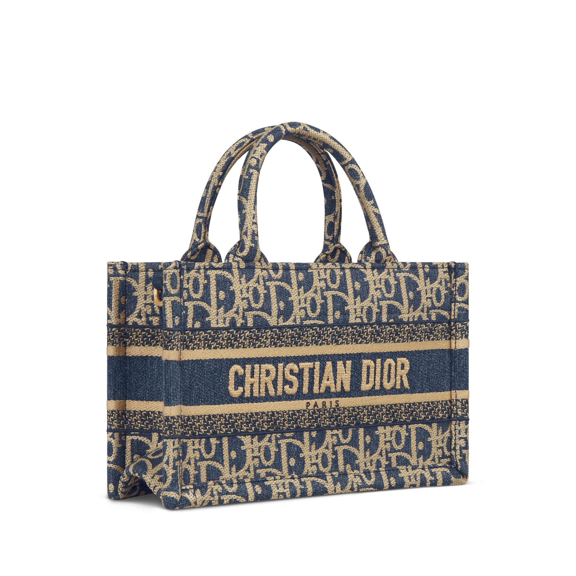 Dior Book Tote mini Cambray Dior Oblique con efecto rafia azul (21,5 x ...