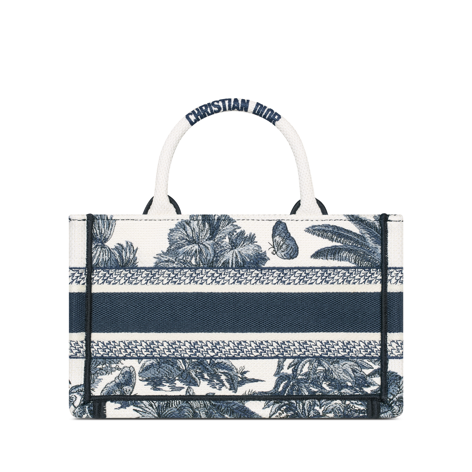 Mini Dior Book Tote White and Blue Toile de Jouy Palms Embroidery (21.5 ...