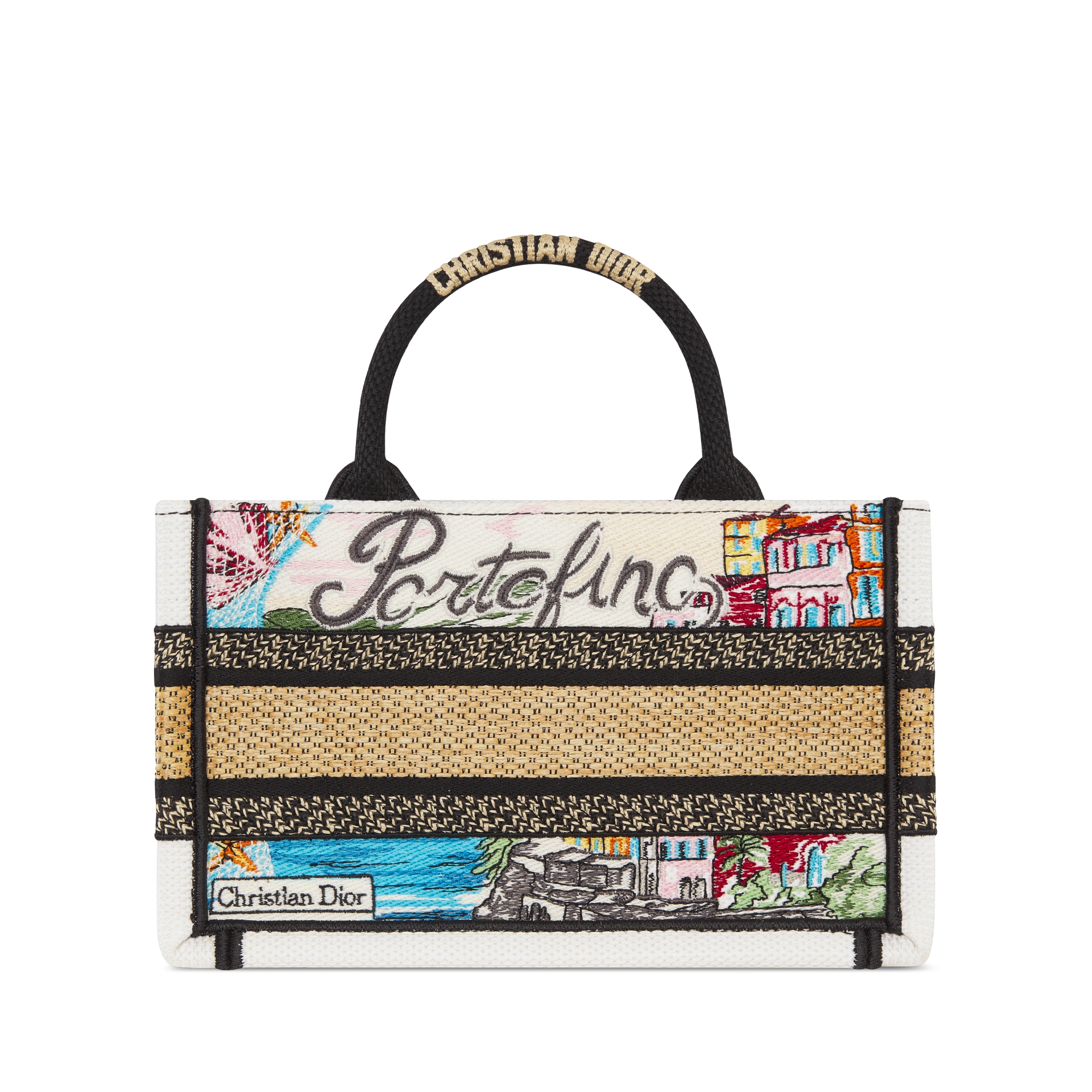 Dior Souvenir Mini Dior Book Tote Natural Raffia and Multicolor ...