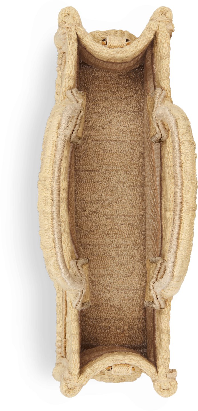 Mini Dior Book Tote Beige raffia met Dior Oblique-motief (21,5 x 13 x 7 ...