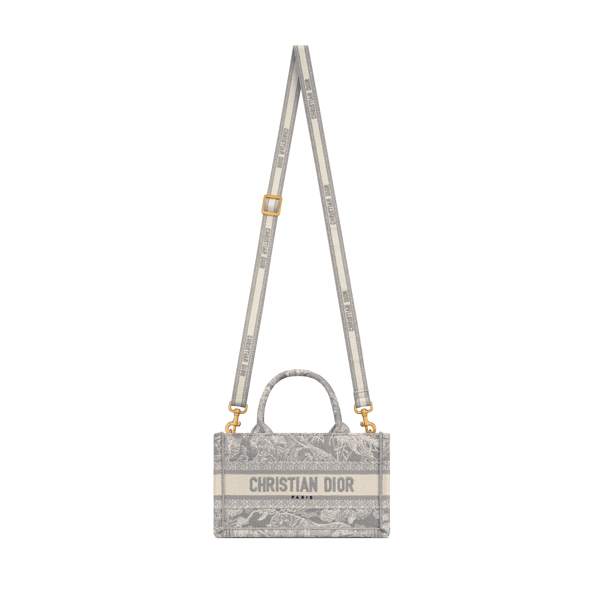 Mini Dior Book Tote Toile de Jouy Reverse Stickerei in Grau (21,5 x 13 ...