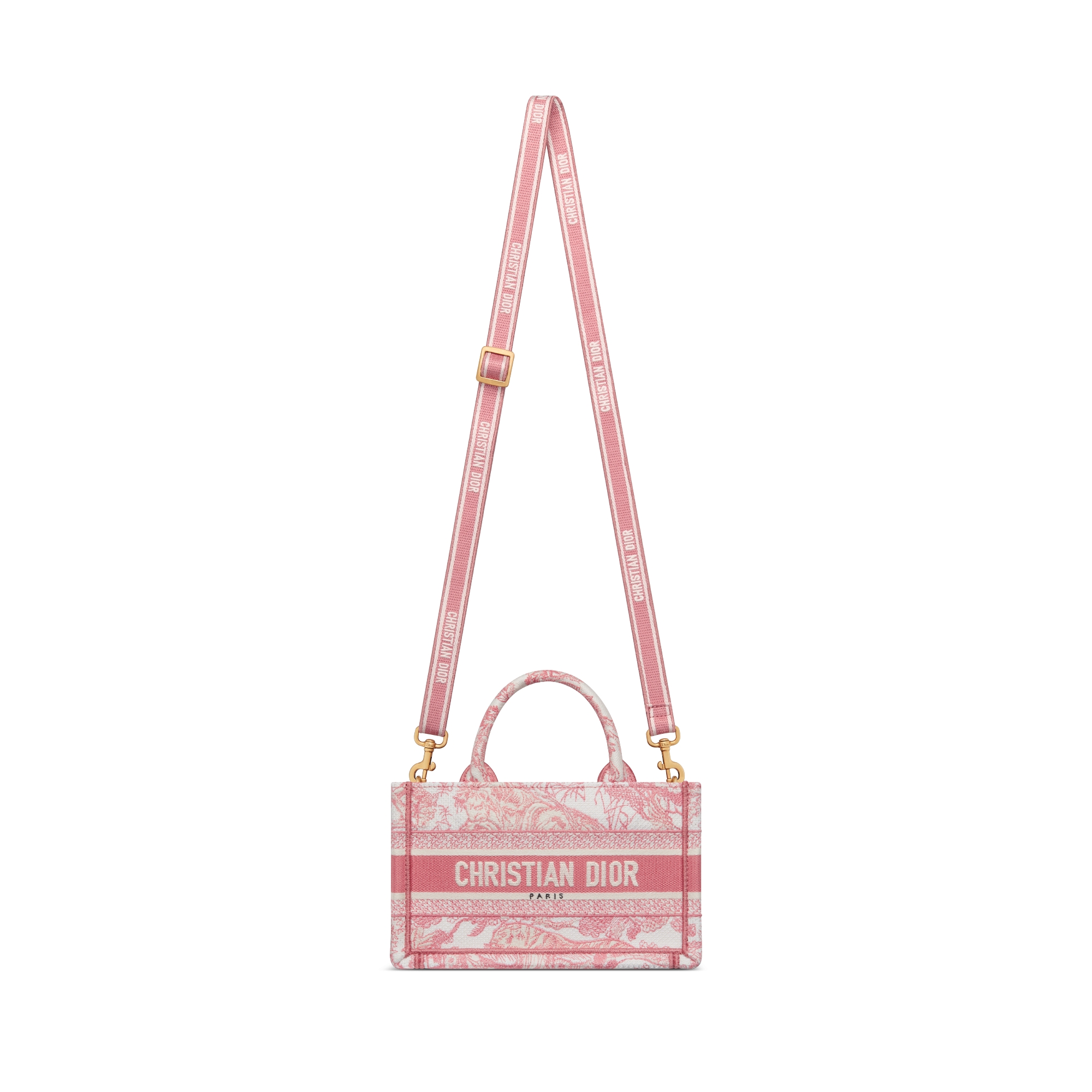 Dioriviera Mini Dior Book Tote White and Yarrow Pink Toile de Jouy ...