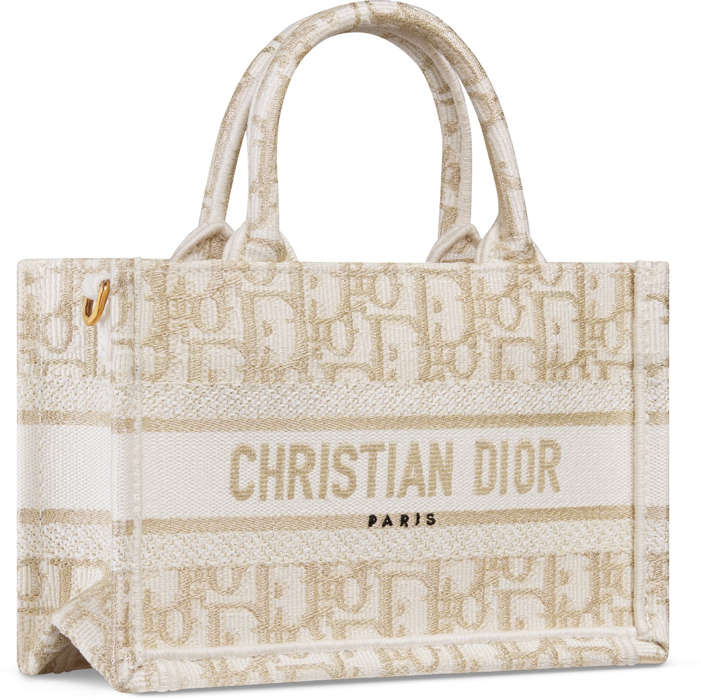 Mini Dior Book Tote White and Gold-Tone Dior Oblique Embroidery (21.5 x ...