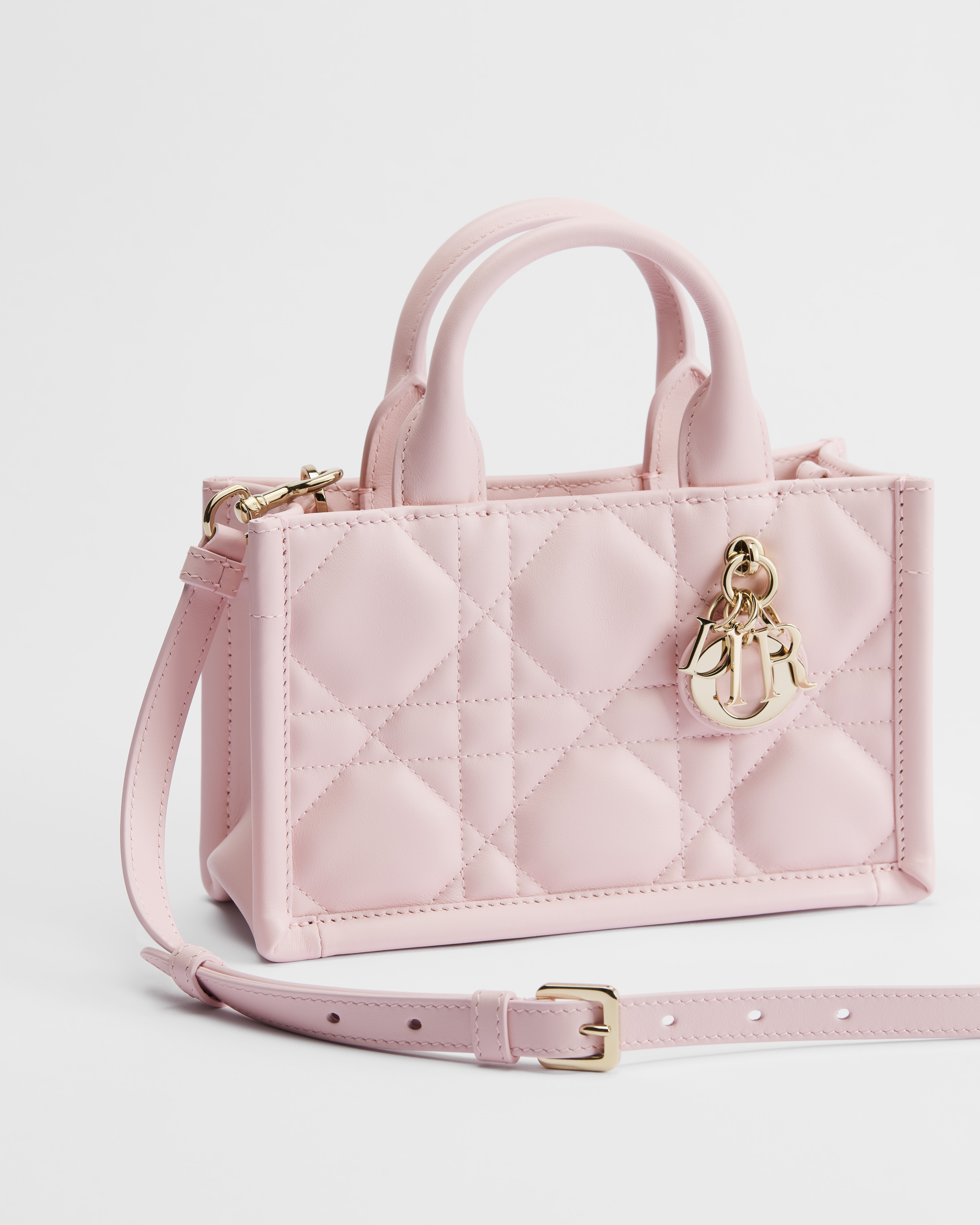 Mini Dior Book Tote Rose Tendre Macrocannage Calfskin (21.5 x 13 x 7.5 ...