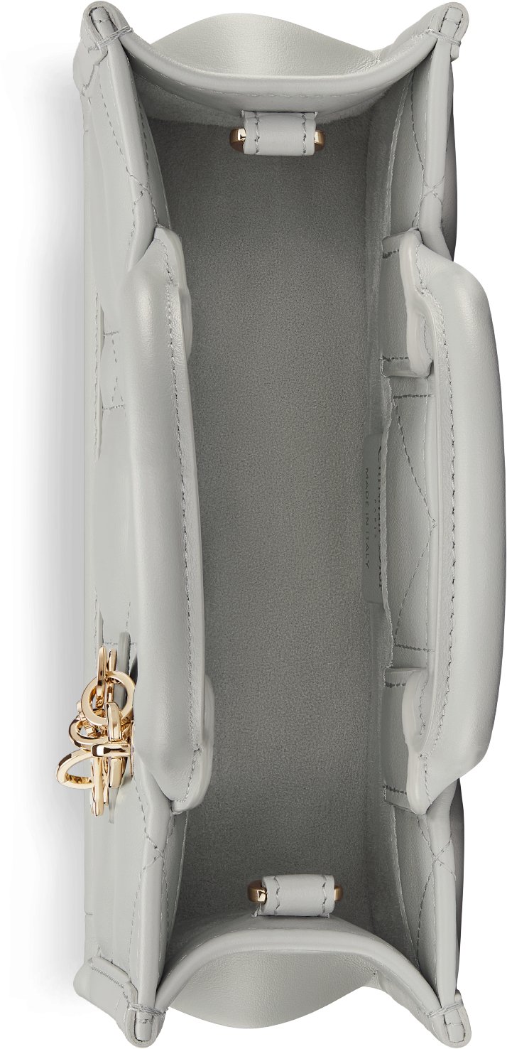 Dior Book Tote mini Piel de becerro Macrocannage gris nube (21,5 x 13 x ...