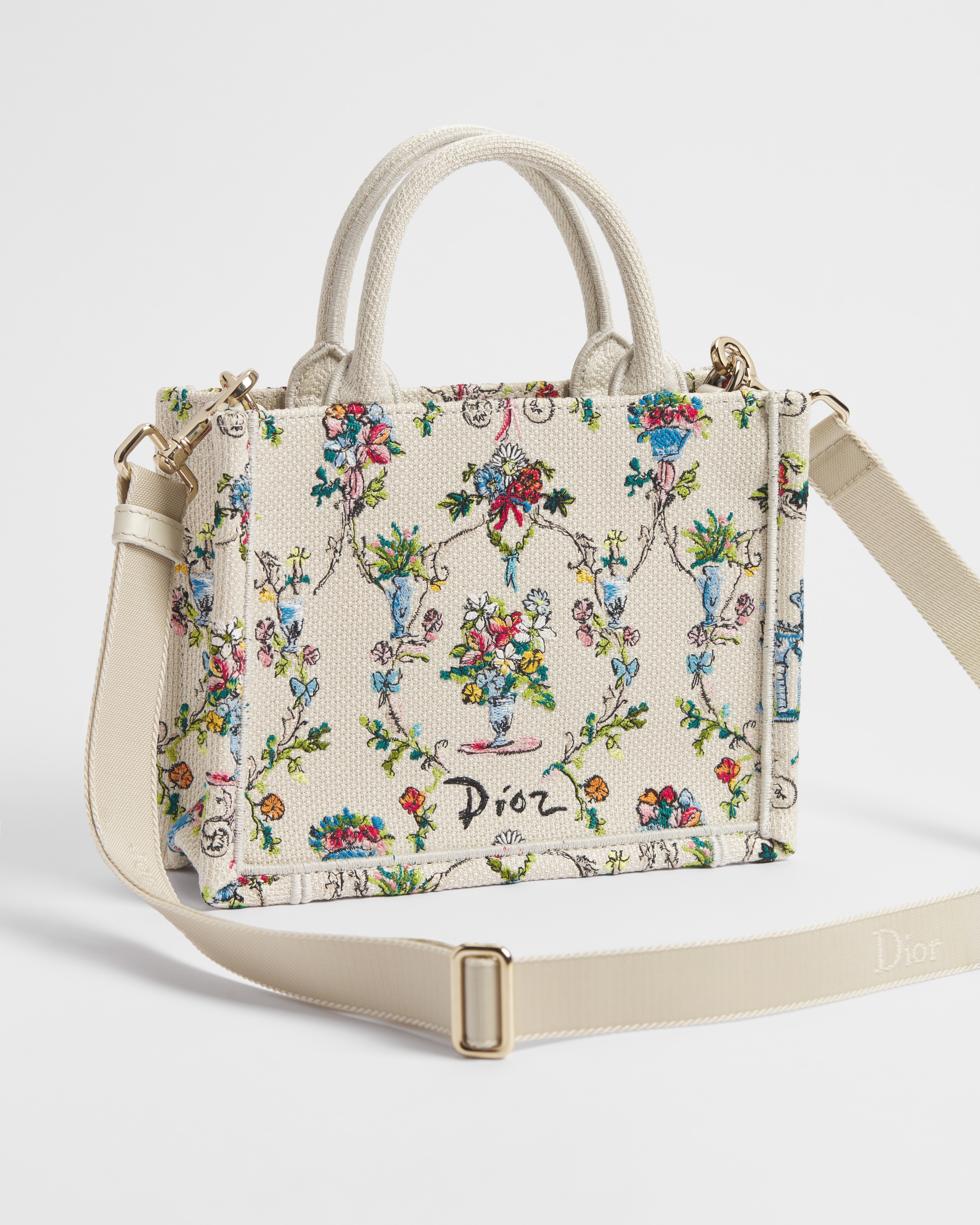 Bolsa Dior Book Tote Dioriviera míni com alça Bordado Dior Arabesque ...