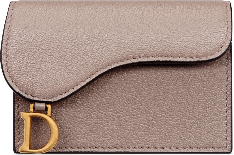 Saddle Bloom Card Holder Warm Taupe Goatskin | DIOR