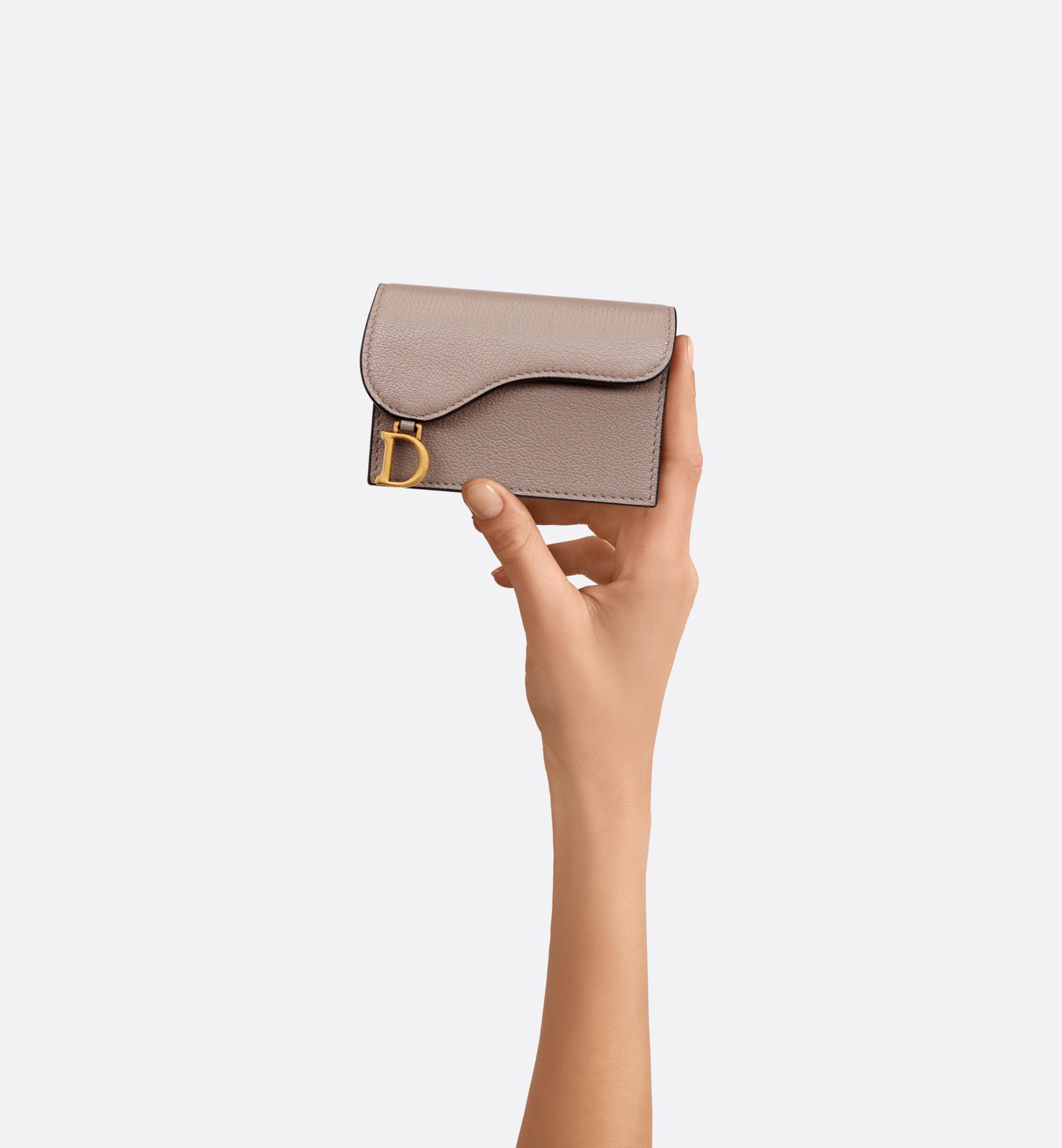 Saddle Bloom Card Holder Warm Taupe Goatskin | DIOR