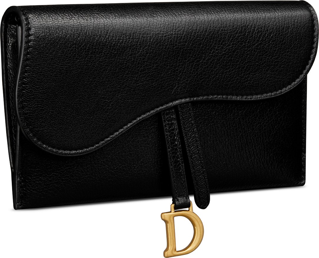 Small Saddle Pouch with Chain Black Goatskin | DIOR