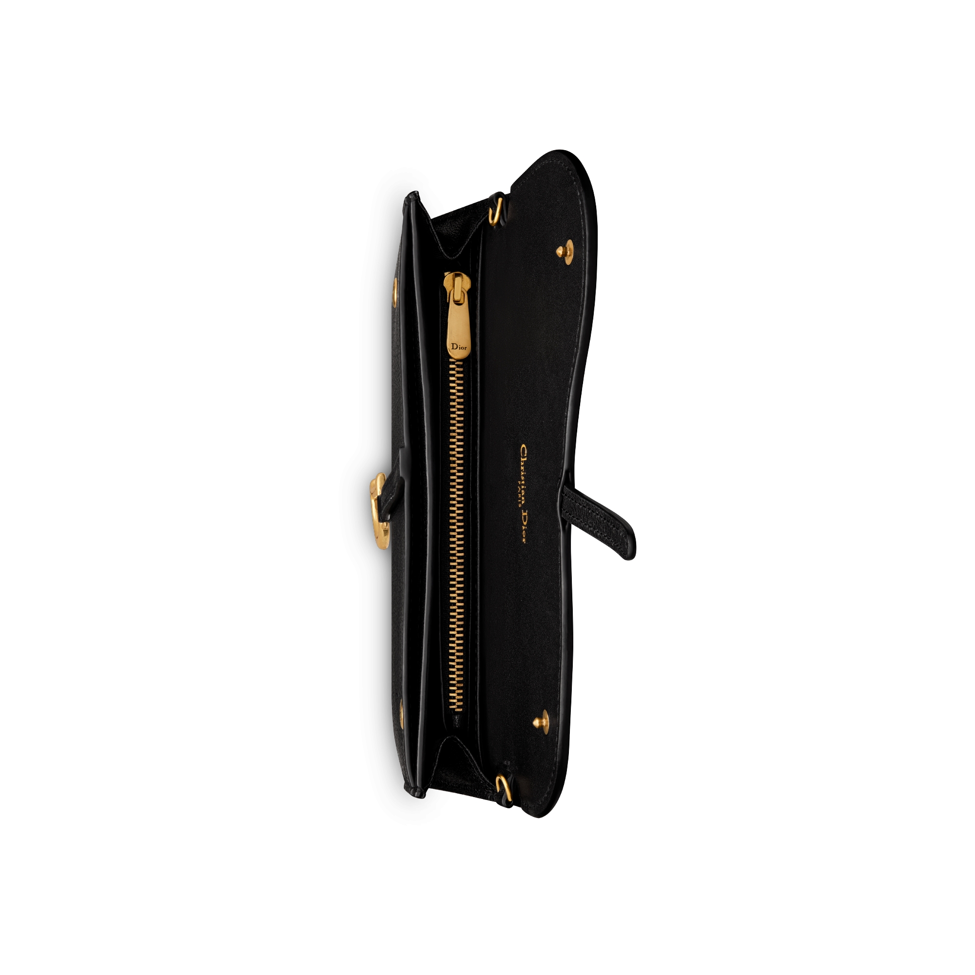Small Saddle Pouch with Chain Black Goatskin | DIOR