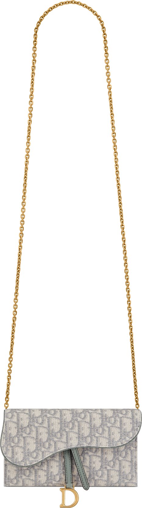 Small Saddle Pouch with Chain Gray Dior Oblique Jacquard | DIOR