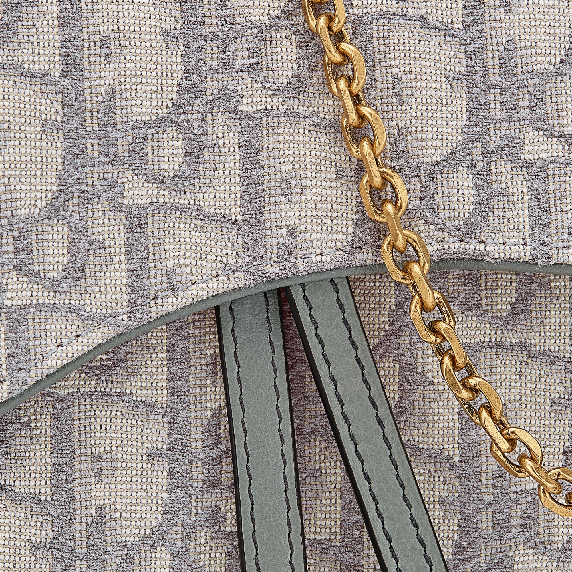 Small Saddle Pouch with Chain Gray Dior Oblique Jacquard | DIOR