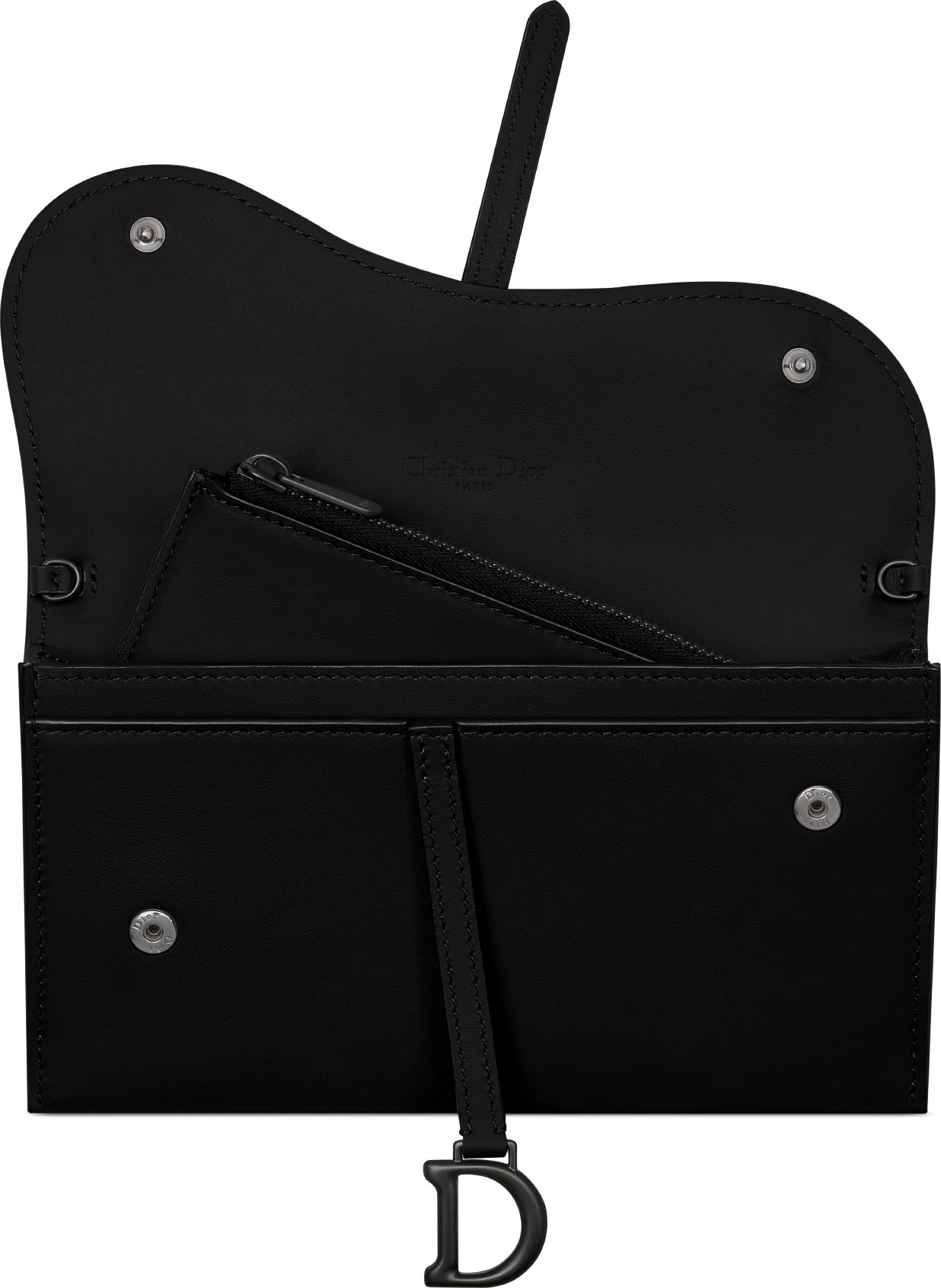 Small Saddle Pouch with Chain Black Ultramatte Calfskin | DIOR