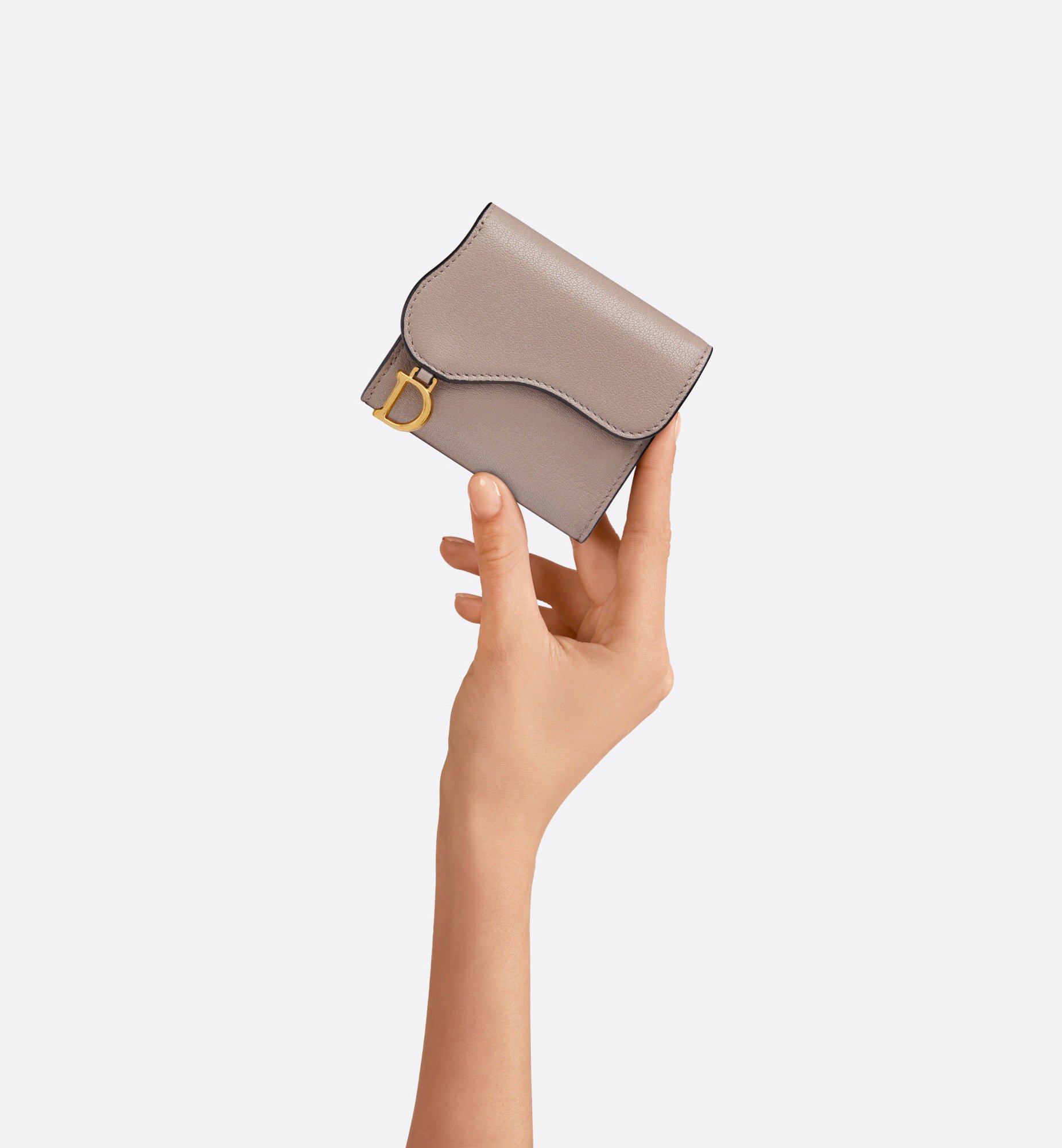 Saddle Lotus Wallet Warm Taupe Goatskin | DIOR