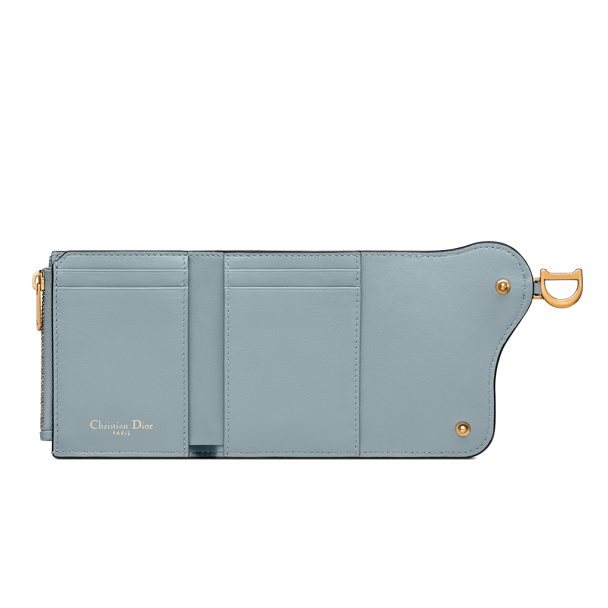 Saddle Lotus Wallet Cloud Blue Goatskin | DIOR
