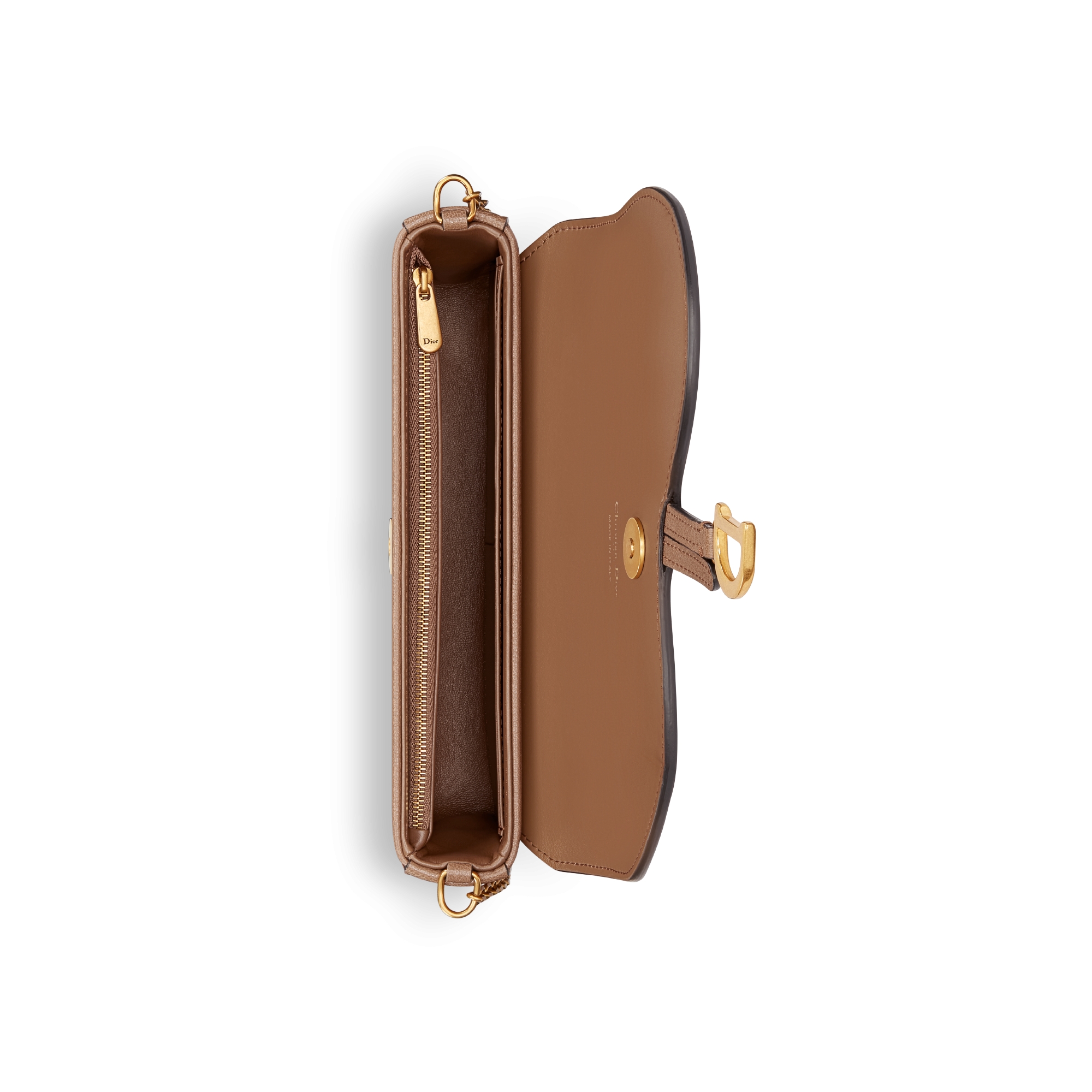 Medium Saddle Pouch with Chain Camel Goatskin | DIOR