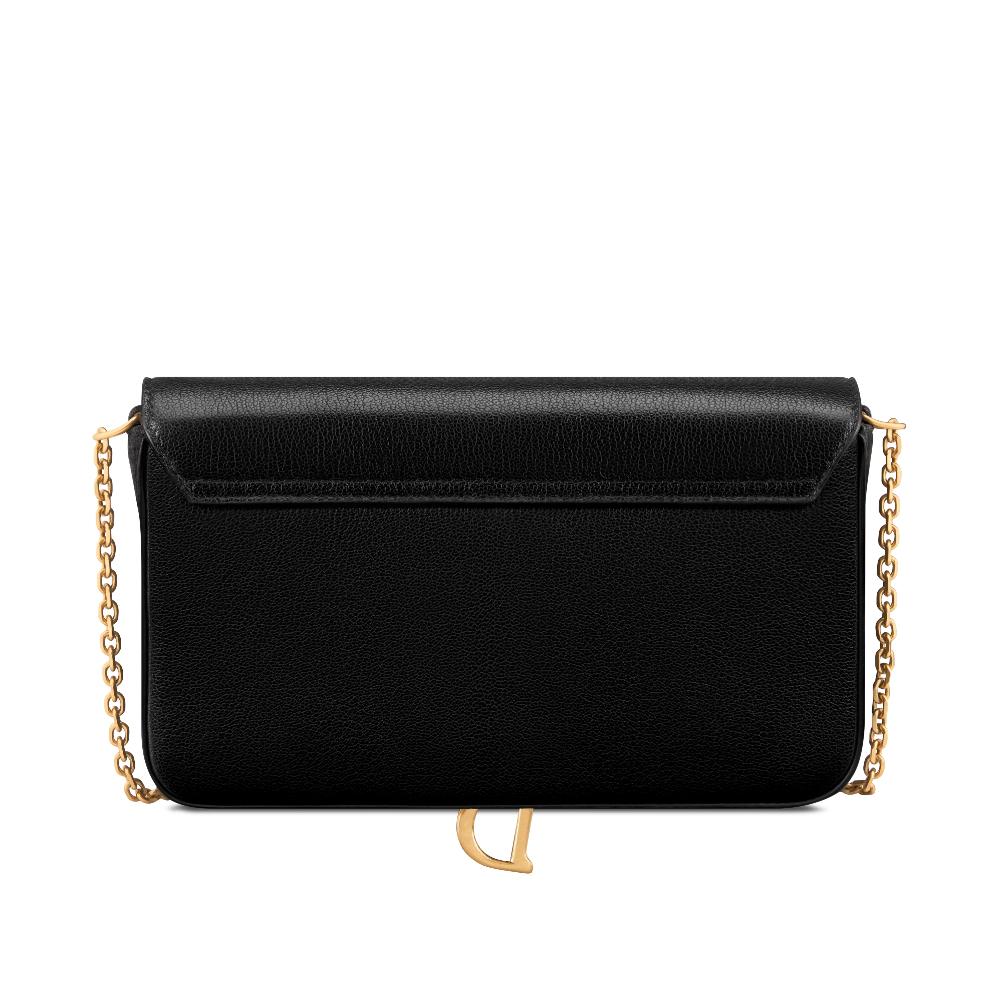 Medium Saddle Pouch with Chain Black Goatskin | DIOR