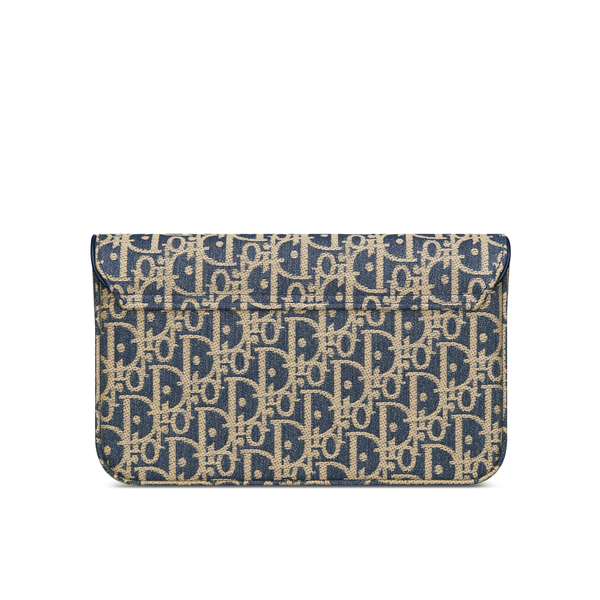 Medium Saddle Pouch with Chain Blue Dior Oblique Chambray with Raffia ...