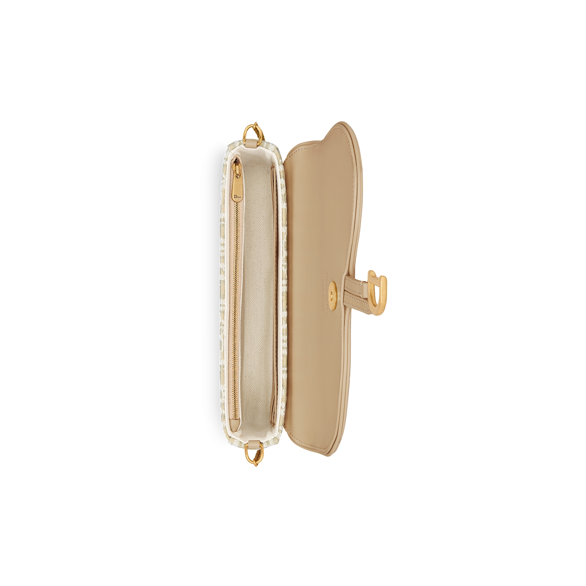 Medium Saddle Pouch with Chain Dior Oblique Jacquard and Natural Smooth ...