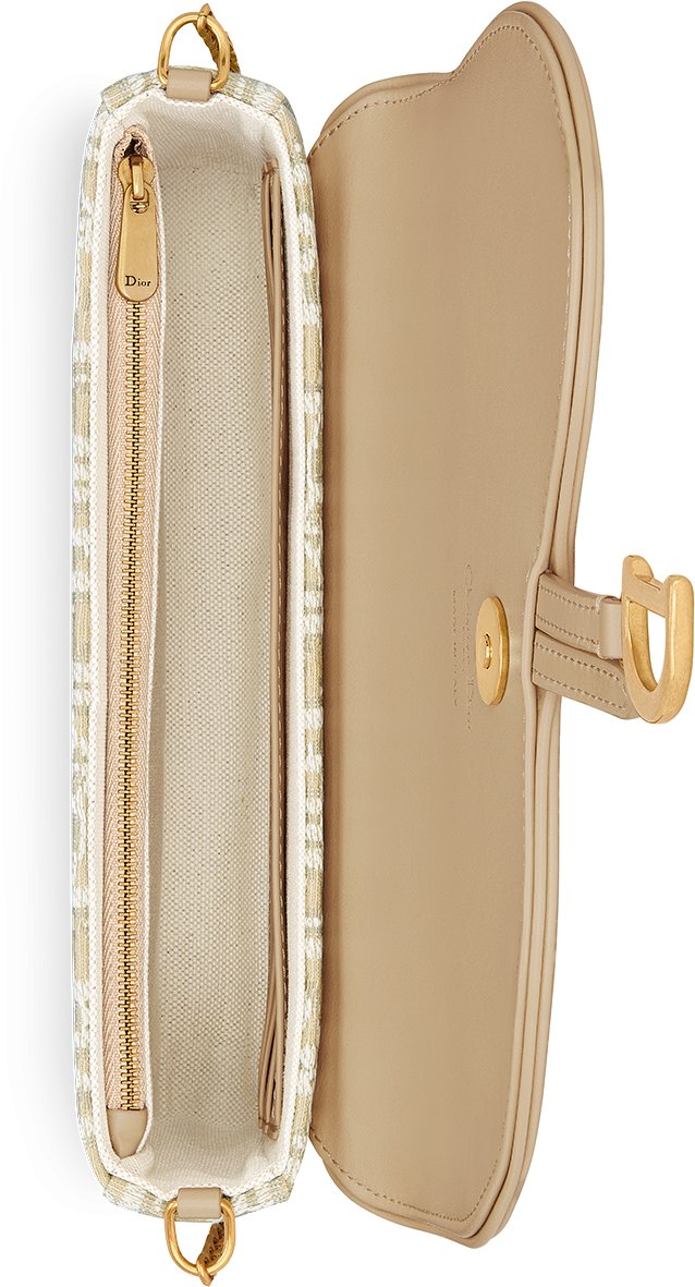 Medium Saddle Pouch with Chain Dior Oblique Jacquard and Natural Smooth ...
