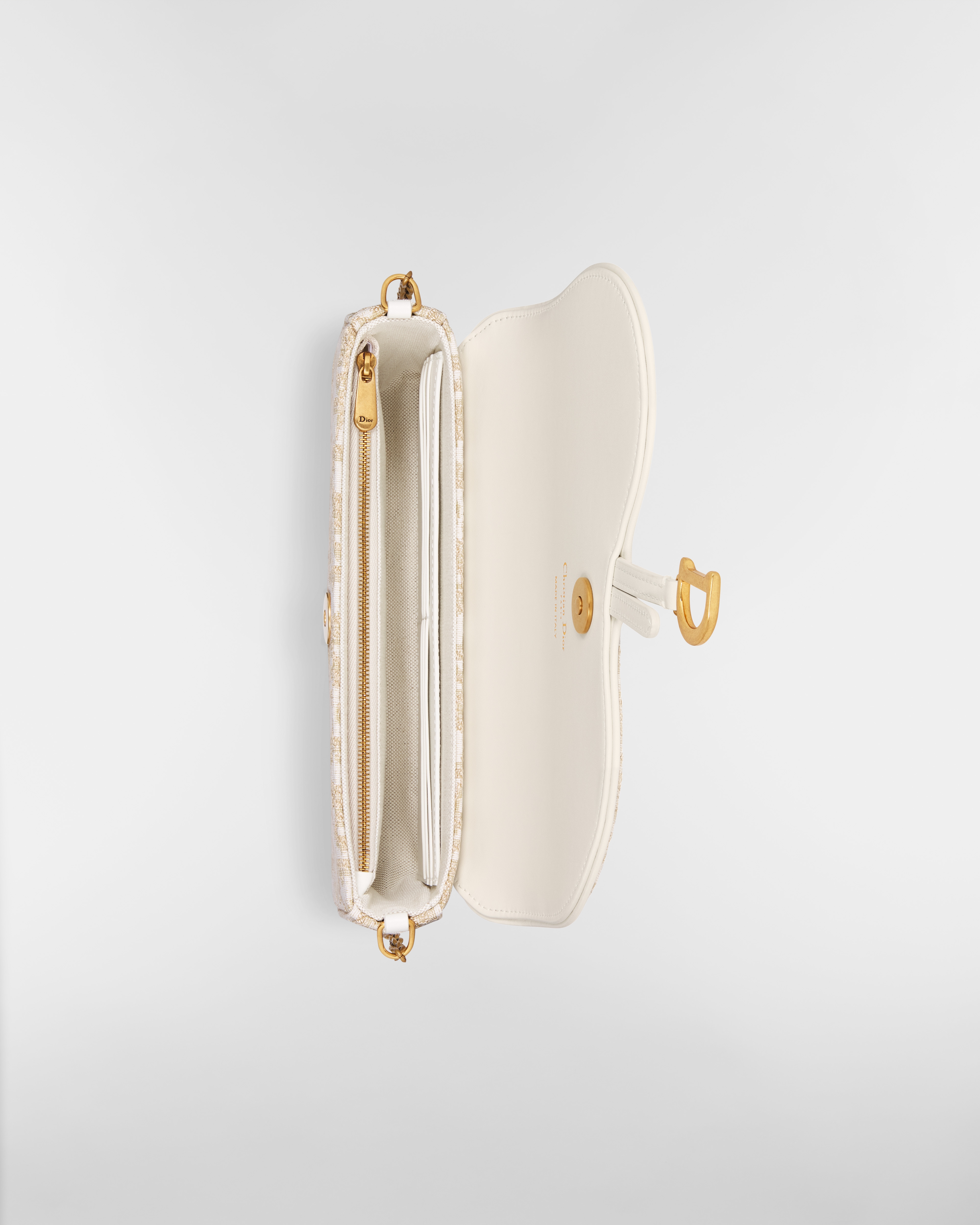 Pochette media con catena Saddle Jacquard Dior Oblique color oro | DIOR