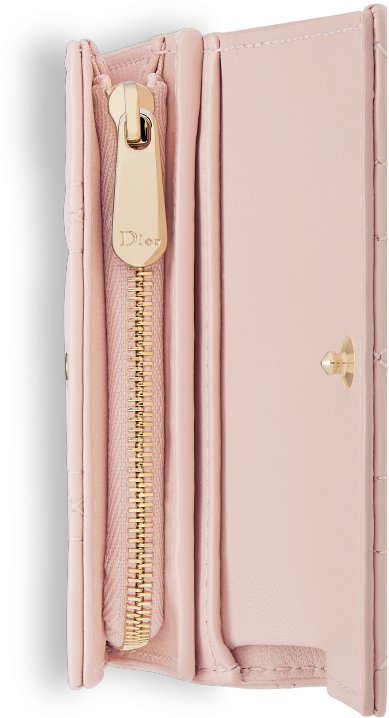 My Dior Hibiscus L-Zip Wallet Powder Pink Cannage Lambskin | DIOR