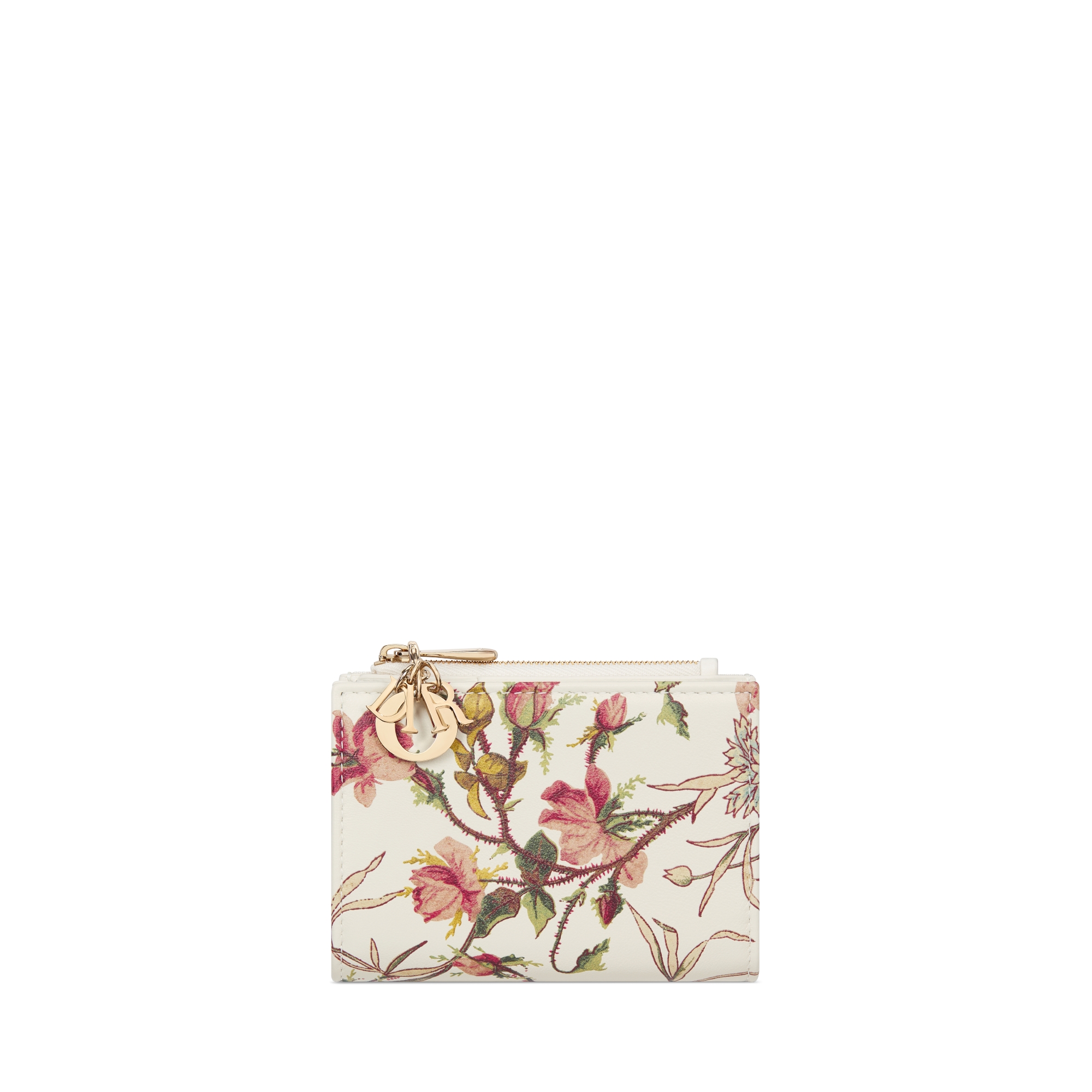 Lady Dior Dahlia Wallet Ecru Calfskin with Multicolor Lumière de Rose ...
