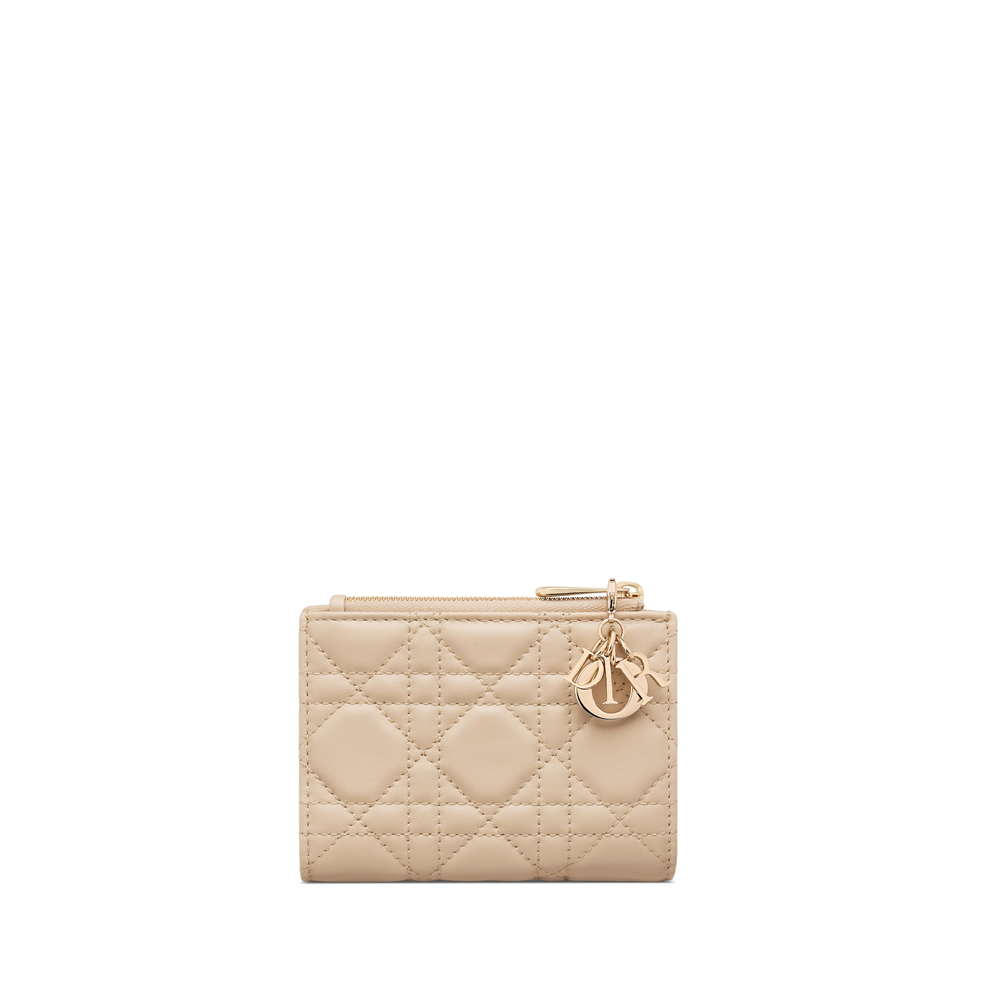 Lady Dior Dahlia Wallet Powder Beige Cannage Lambskin | DIOR