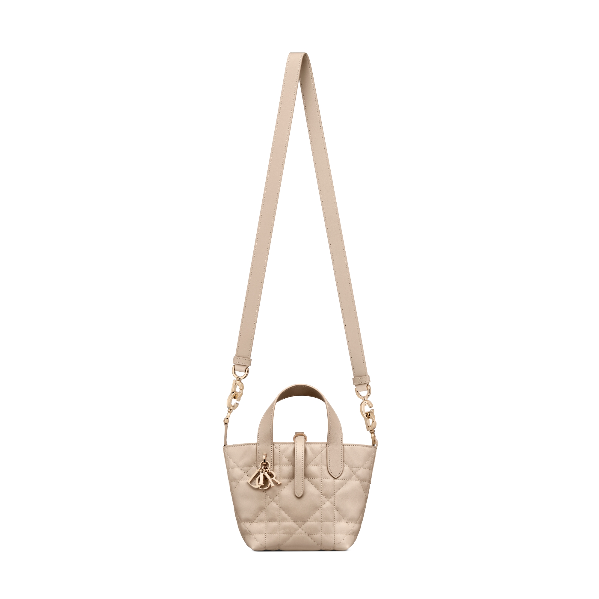 Dior Toujours Vertical Nano Tote Bag Powder Beige Macrocannage Calfskin ...