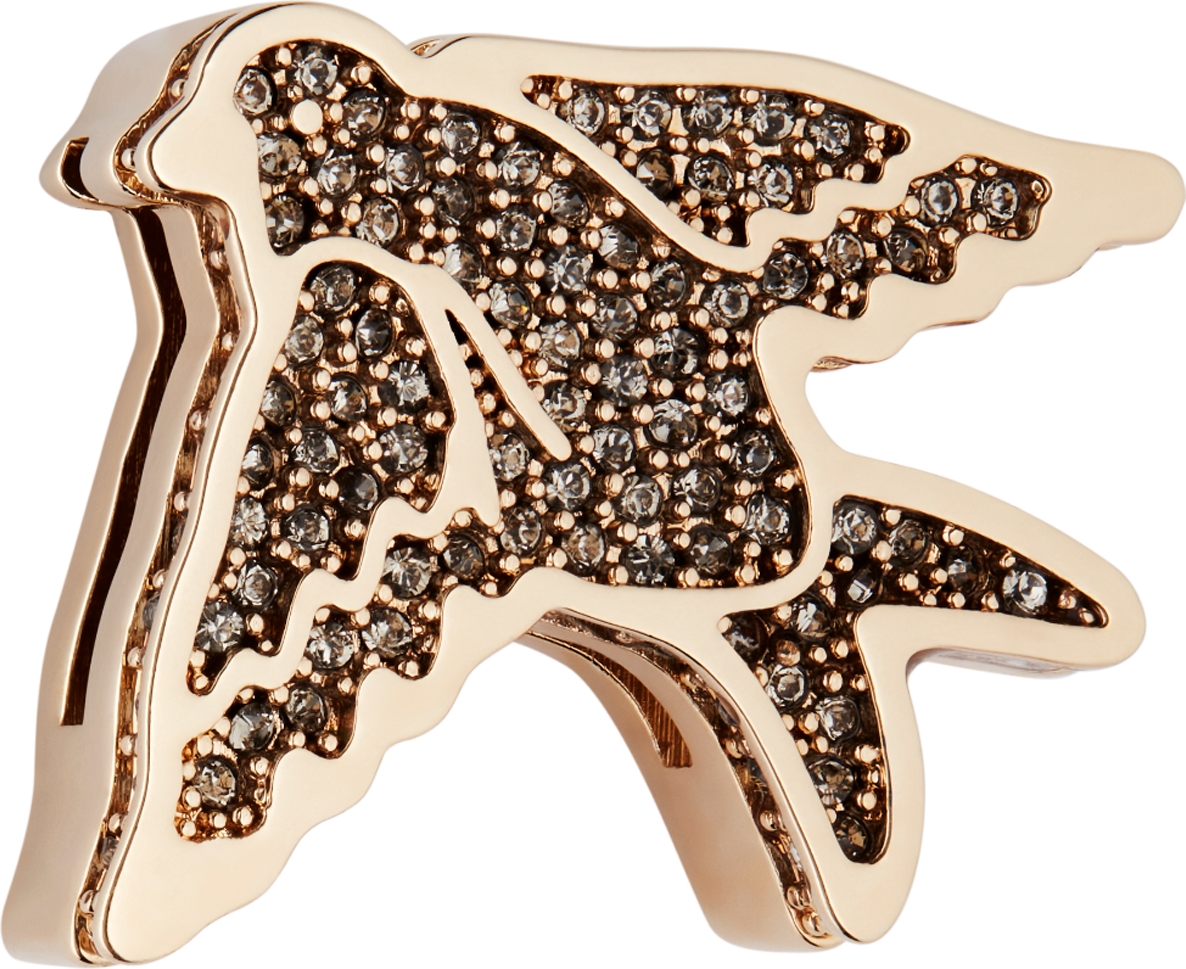My ABCDior Bird Badge Pale Gold-Finish Metal and Black Crystals | DIOR