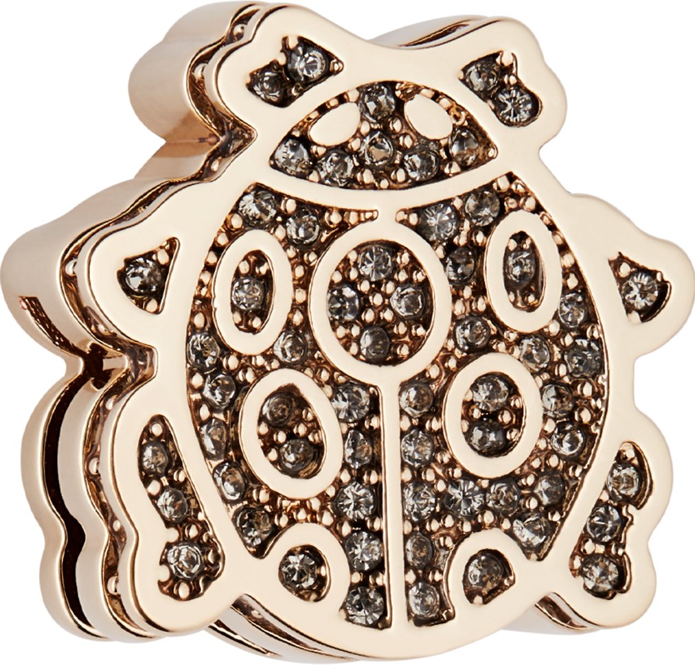 My ABCDior Ladybug Badge Pale Gold-Finish Metal and Black Crystals | DIOR