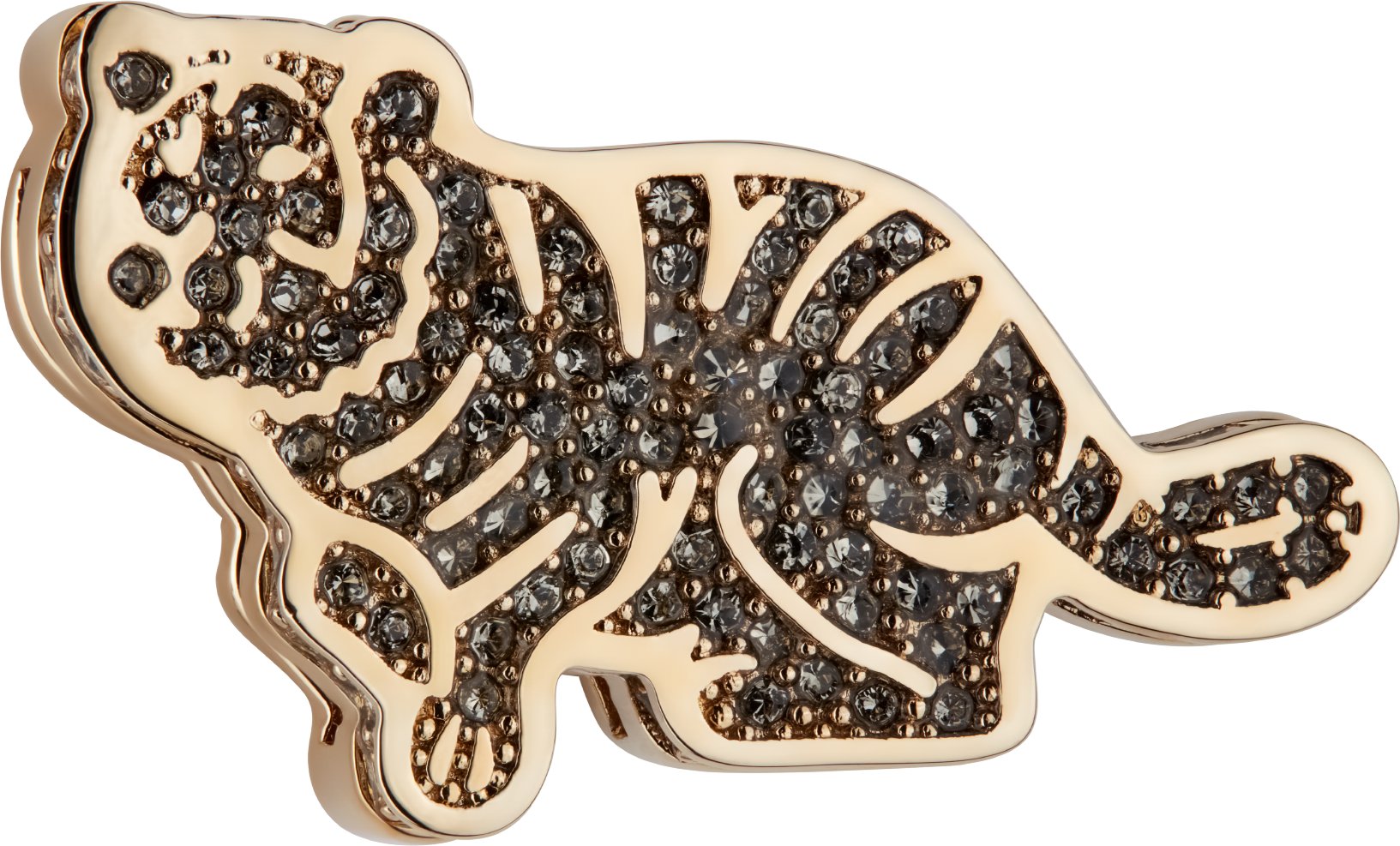 My ABCDior Tiger Badge Pale Gold-Finish Metal and Black Crystals | DIOR